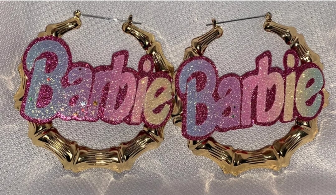 Custom Barbie Nameplate Hoops - Payhip