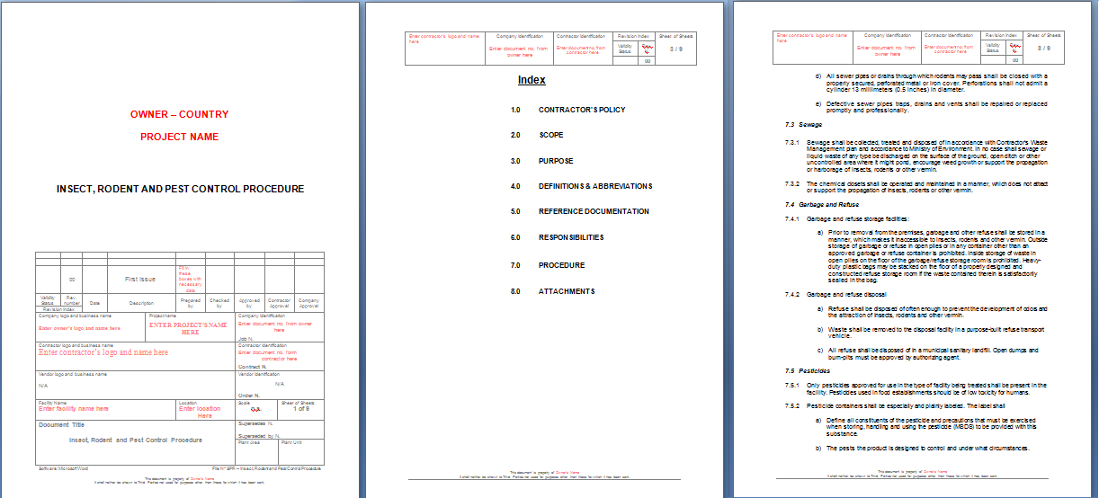 SPR - Insect, Rodent & Pest Control Procedure Template for Construction