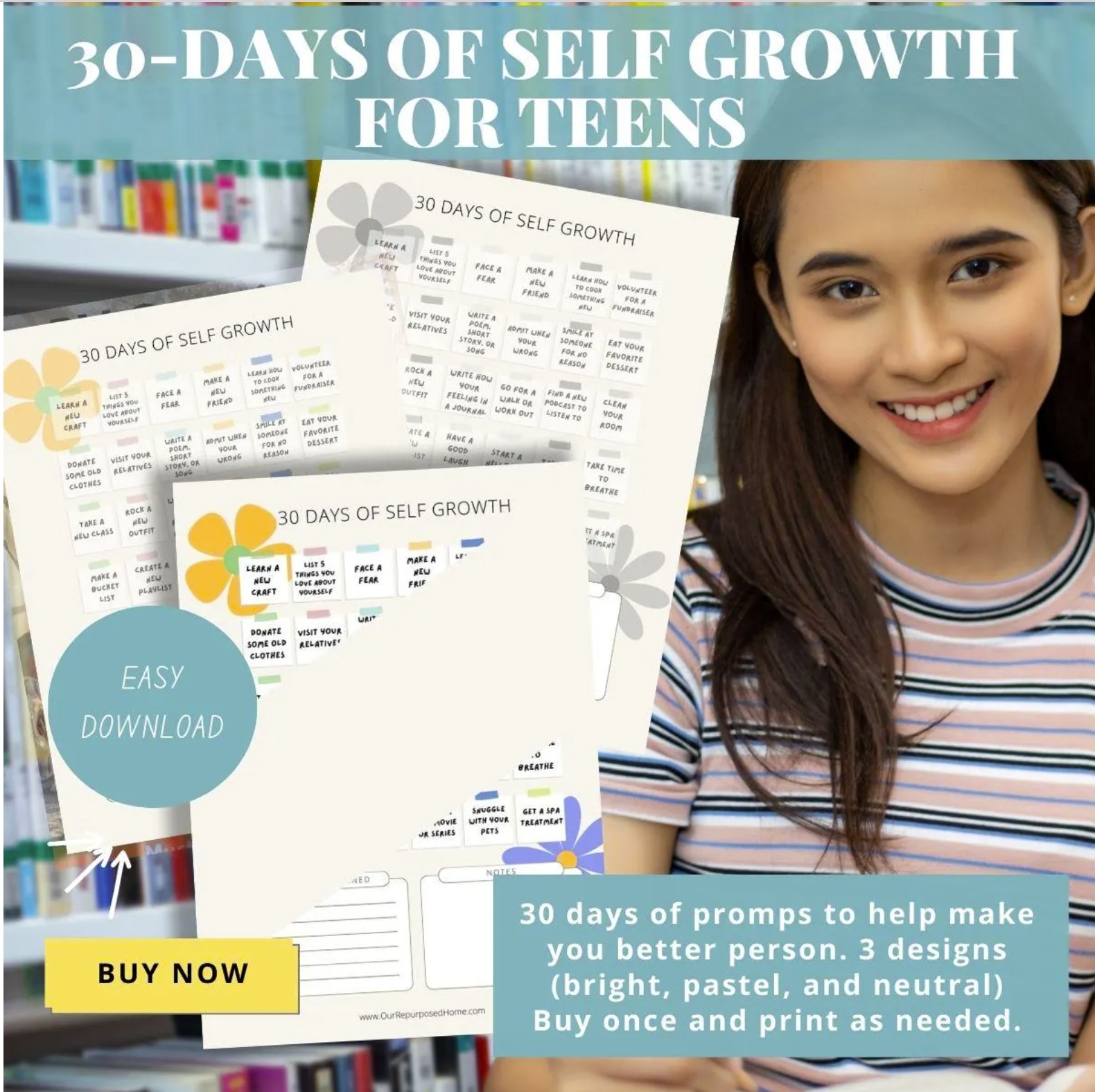30 DAYS OF SELF GROWTH FOR TEENS | TEEN PRINTABLES | YOUTH WORKSHEETS ...