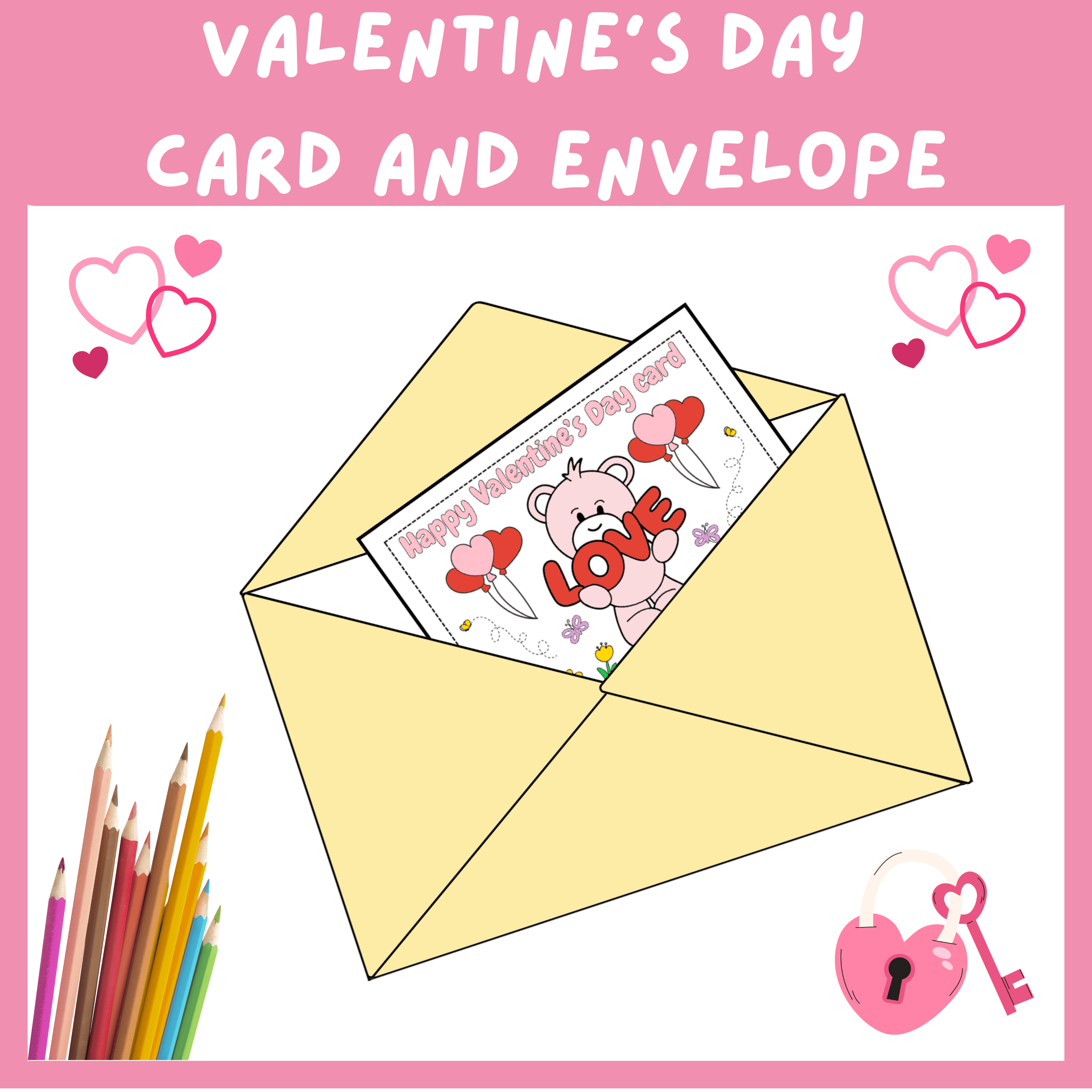 DIY Valentine’s Day Card & Envelope Template – Printable Foldable Craft ...