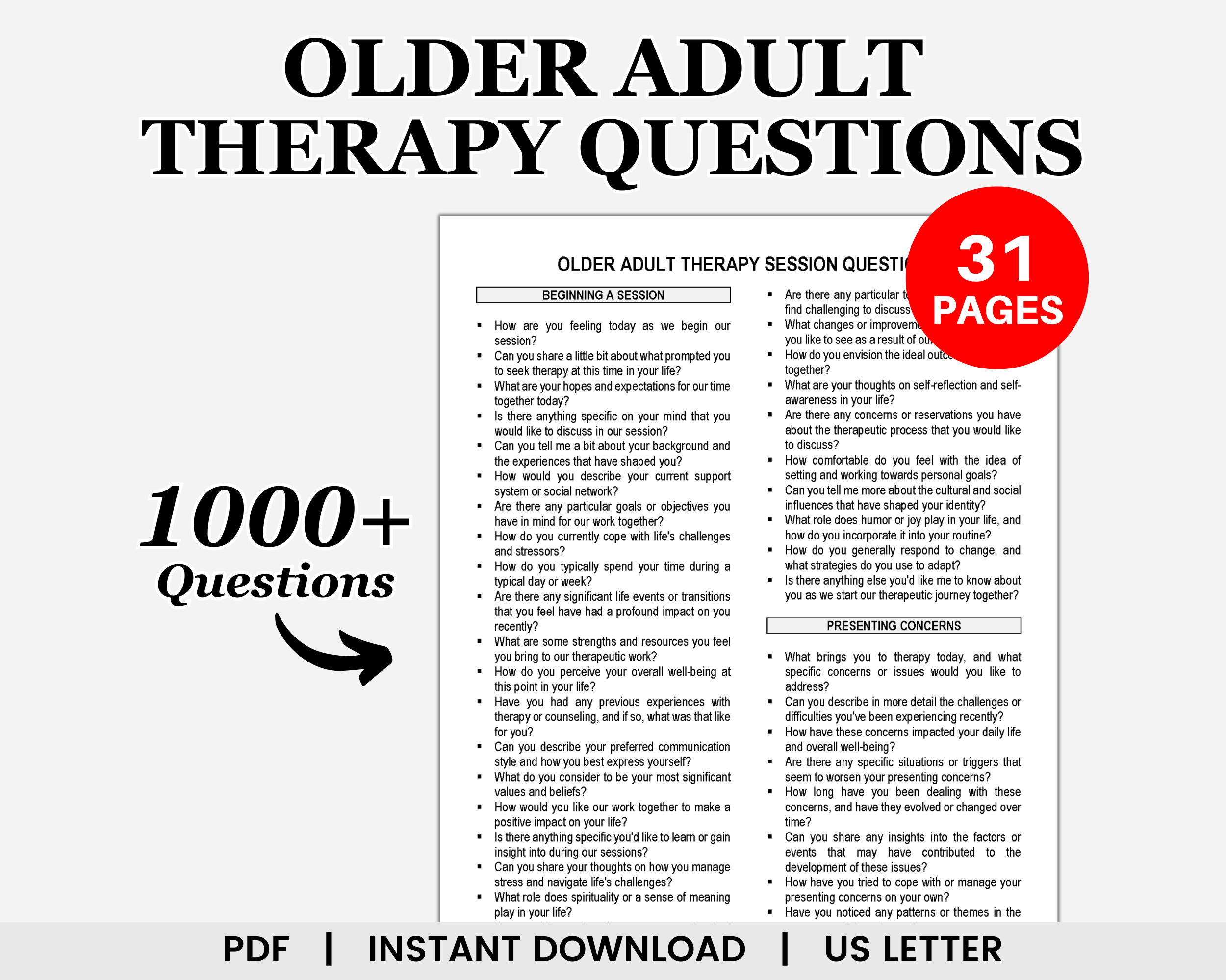 Older Adult Therapy Questions, Elder Care Therapy, Geriatric Therapy ...