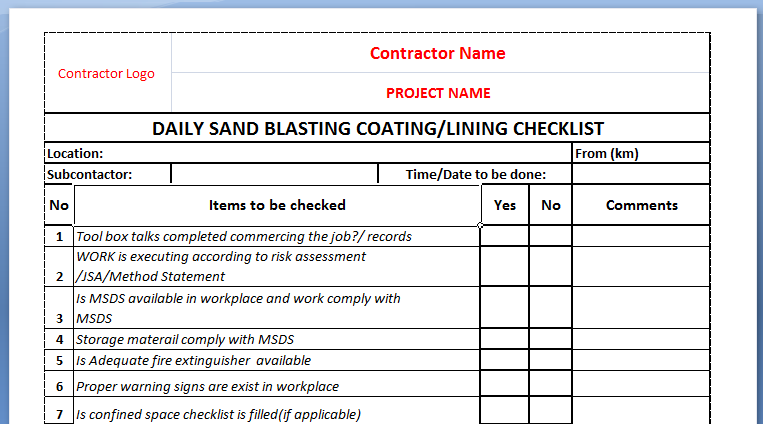 SPR - Sand Blasting, Coating & Painting Safety Procedure Template for ...