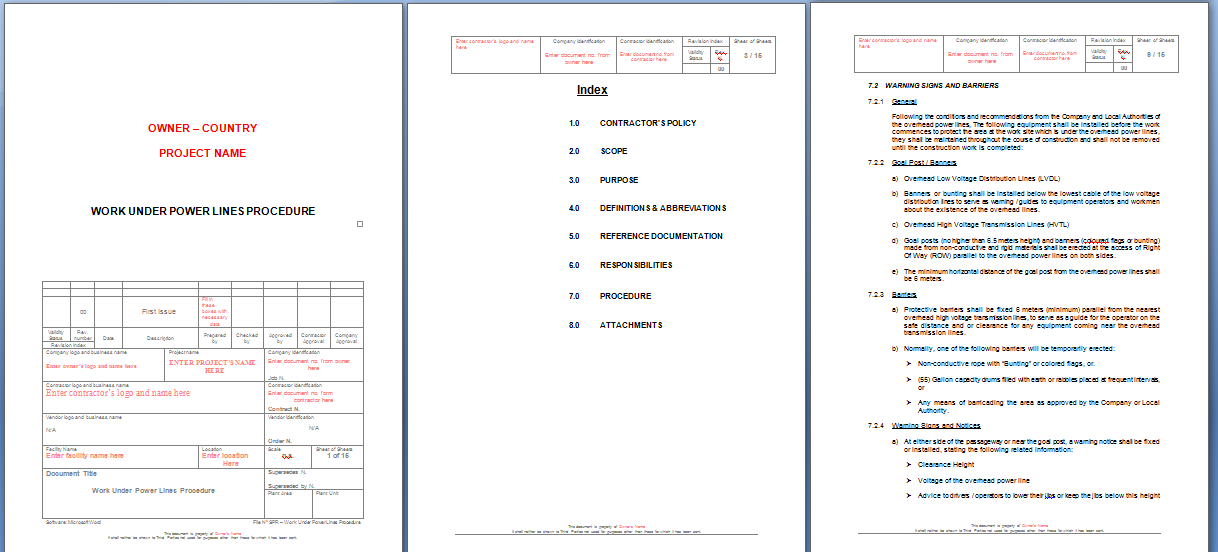 SPR - Work Under Power Lines Procedure Template for Construction