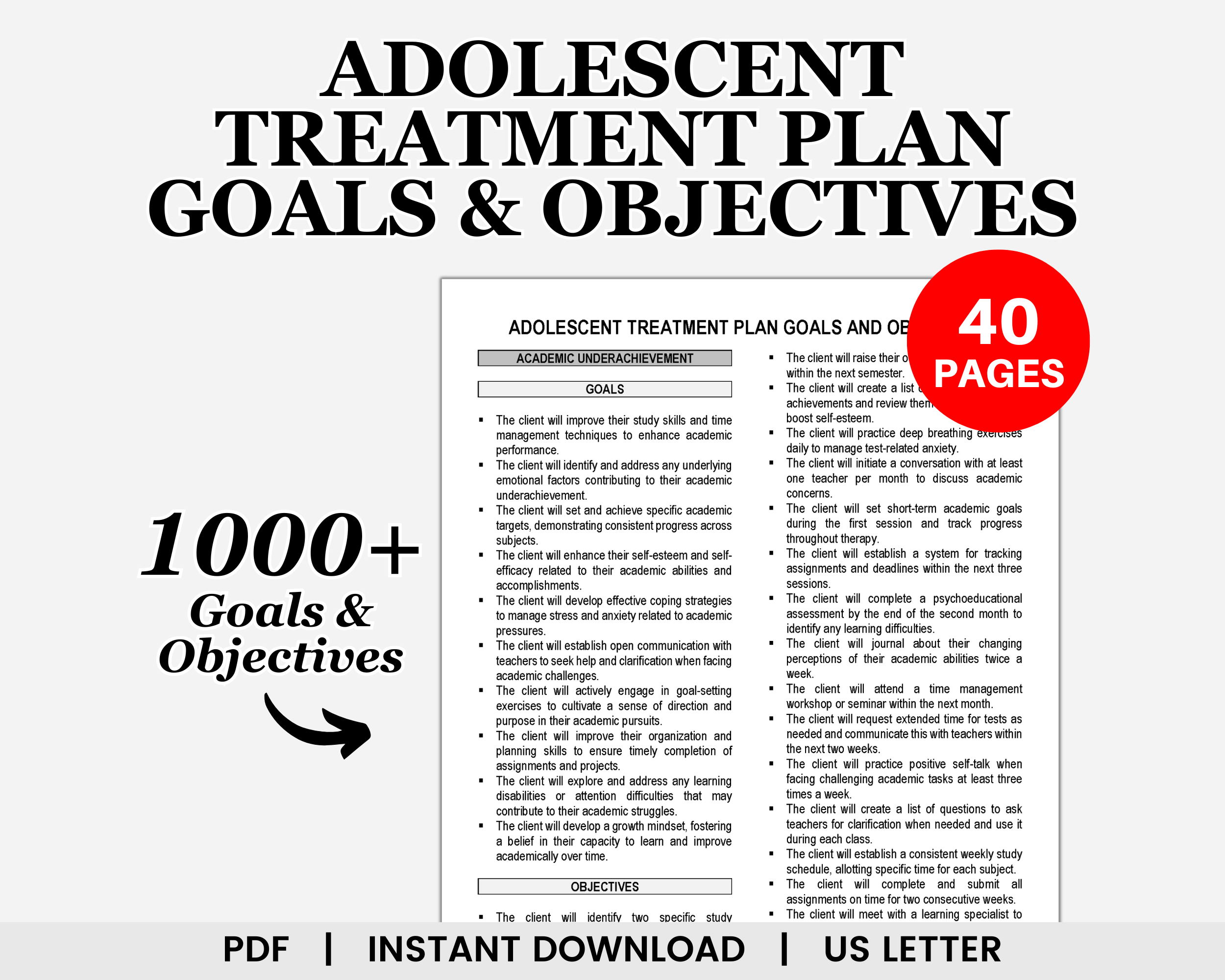 Adolescent Treatment Plan Goals and Objectives, Therapy Goals and ...