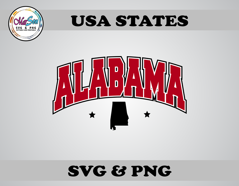 ALABAMA USA STATE SVG AND PNG, Digital Download