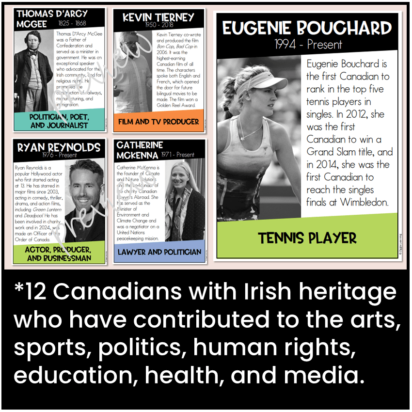 Irish Heritage Month Famous Canadians Notable People in Canada's History