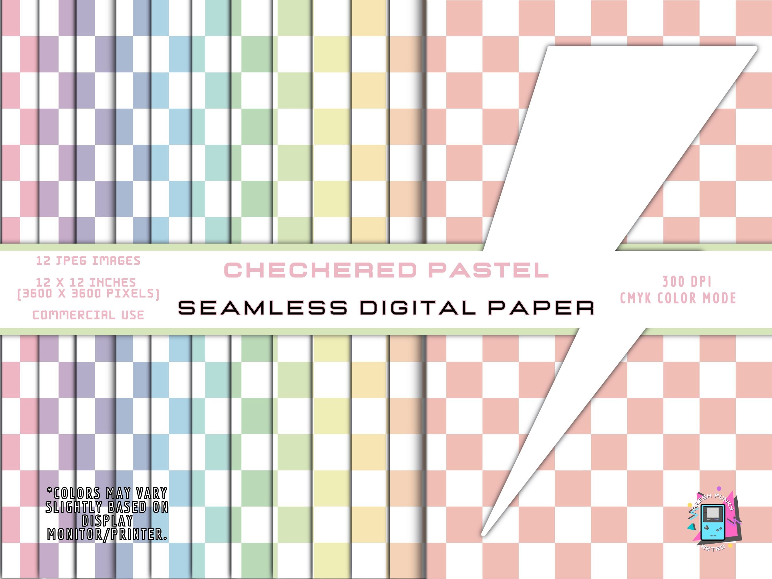 Seamless Checkered Pastel Digital Papers | Retro Checkered Pattern ...