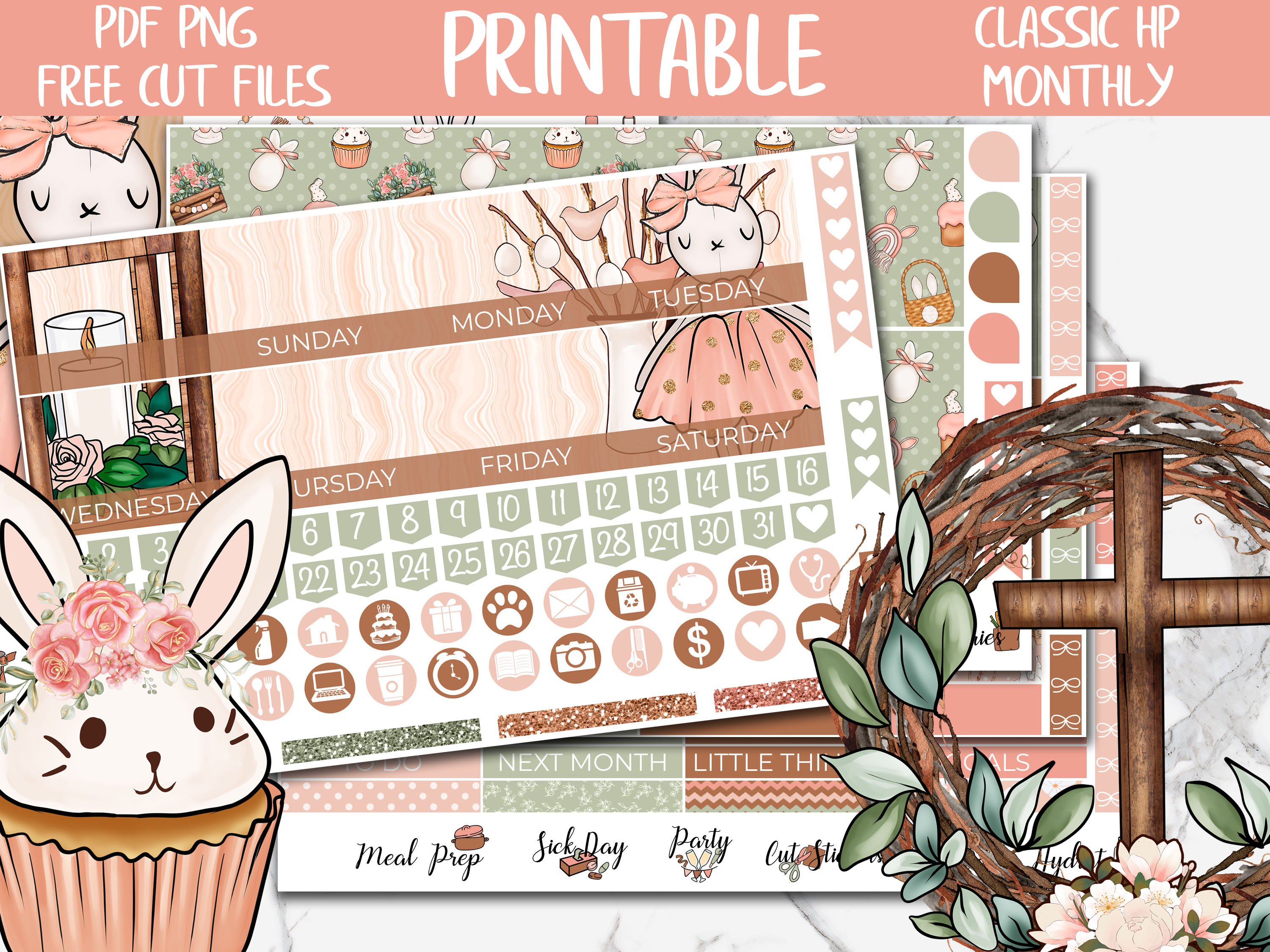 Easter Bliss | Christian Classic Happy Planner March Printable Monthly ...