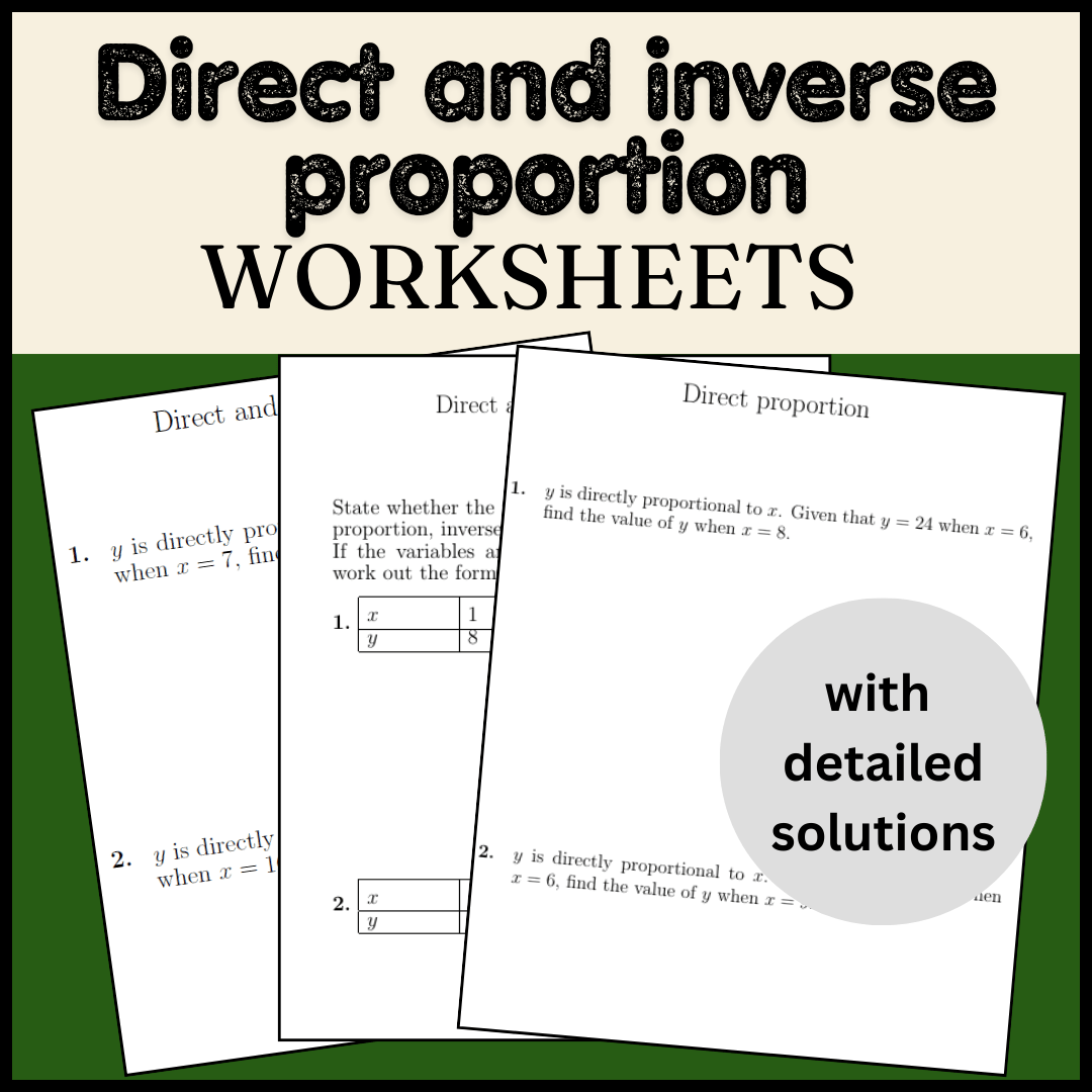 Direct and inverse proportion worksheets (with solutions)
