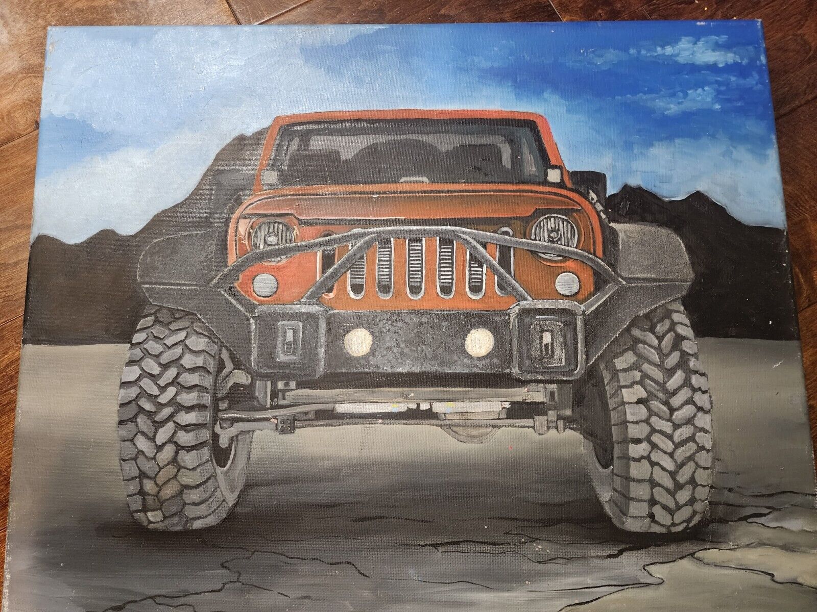 16 x 20 Oil Painting of a Jeep Wrangler in the desert - Payhip