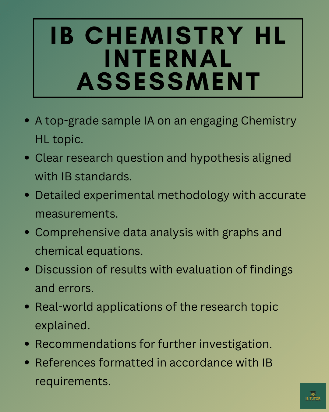IB Chemistry HL Internal Assessment