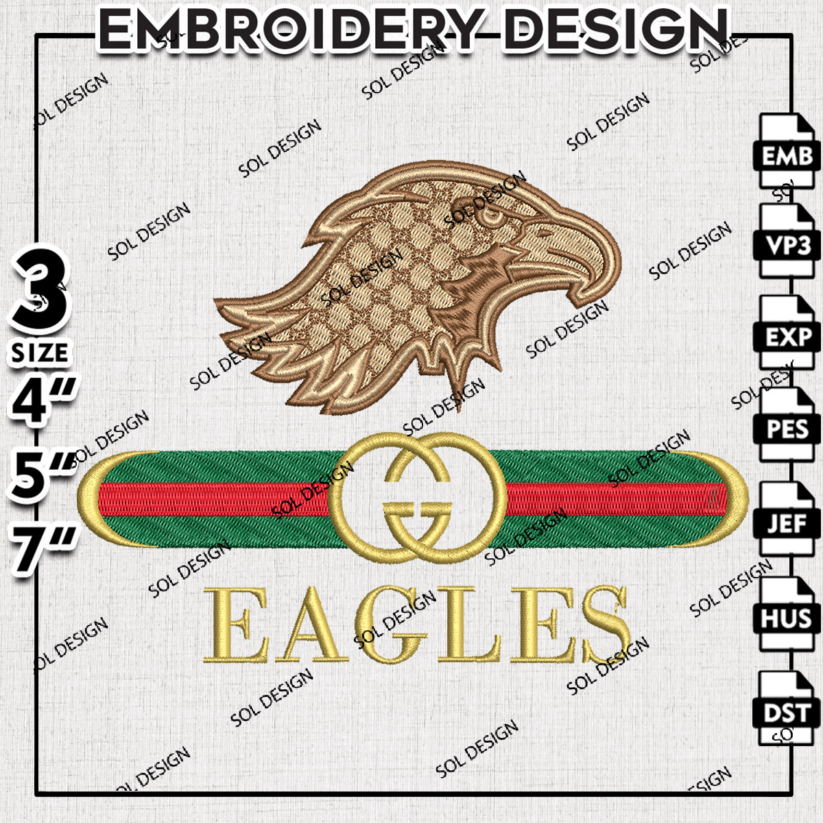 Gu.cci NCAA American University Eagle Embroidery Designs, American ...