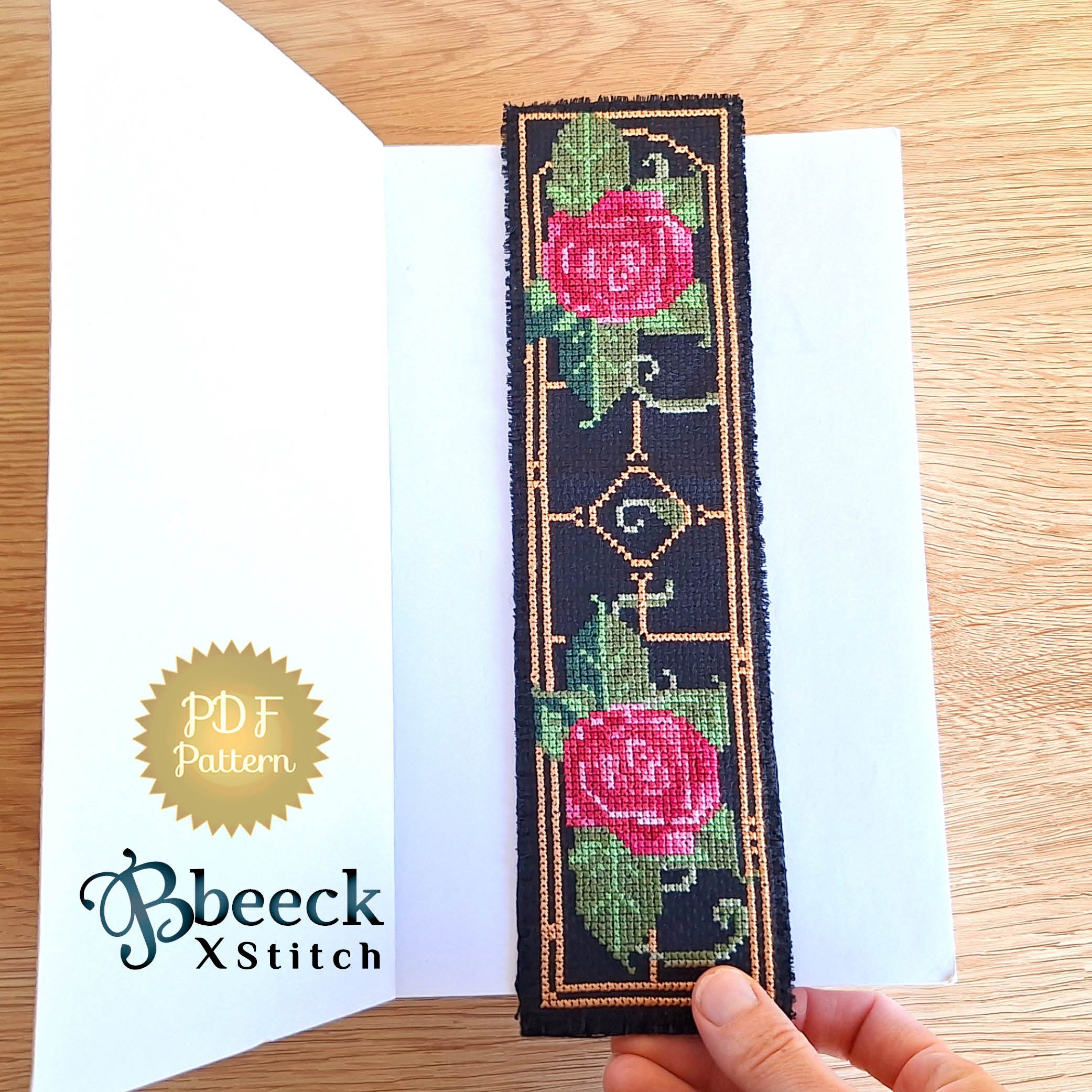 Rose Cross Stitch Bookmark Pattern