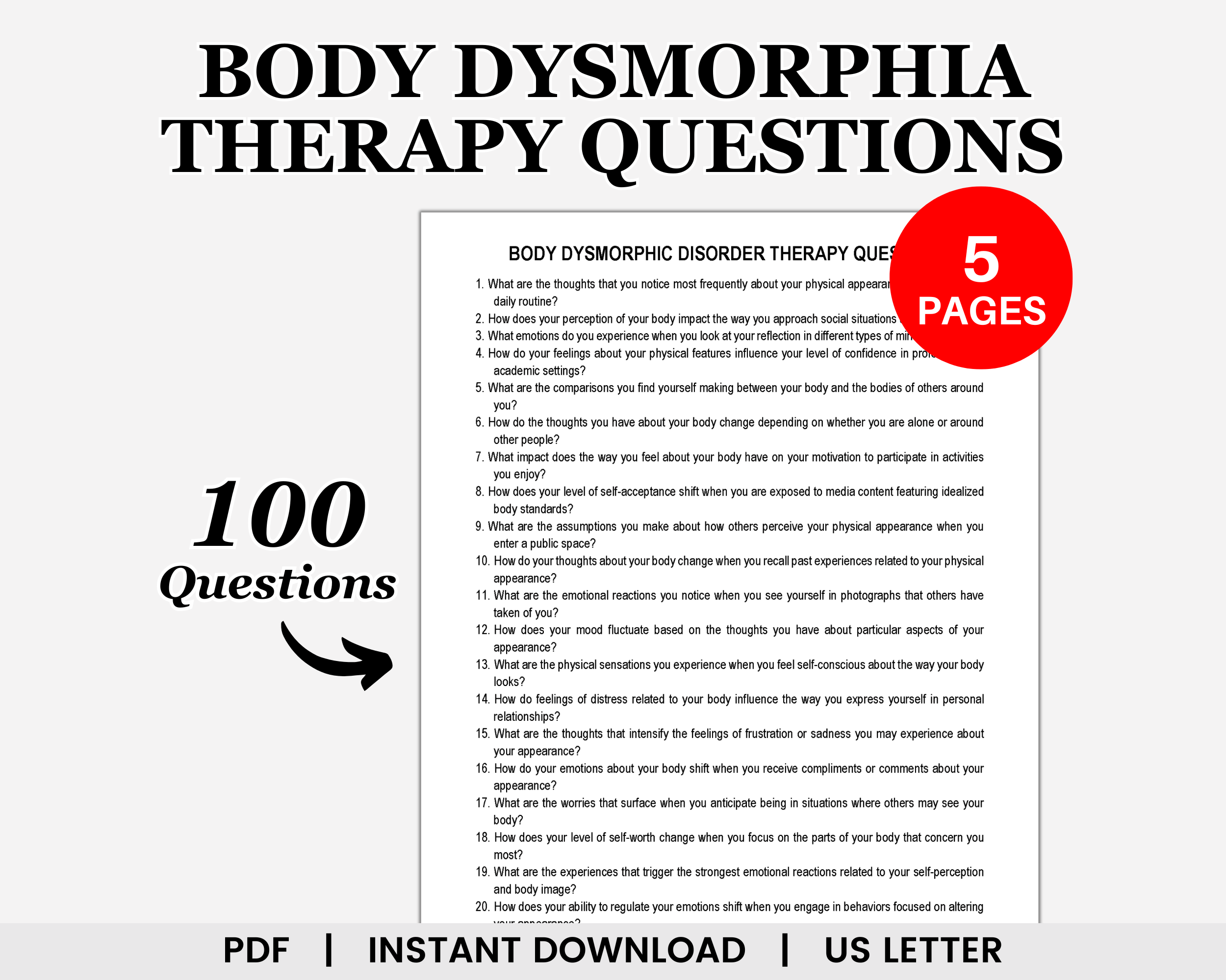 Body Dysmorphic Disorder Therapy Questions, BDD Therapy, Body ...