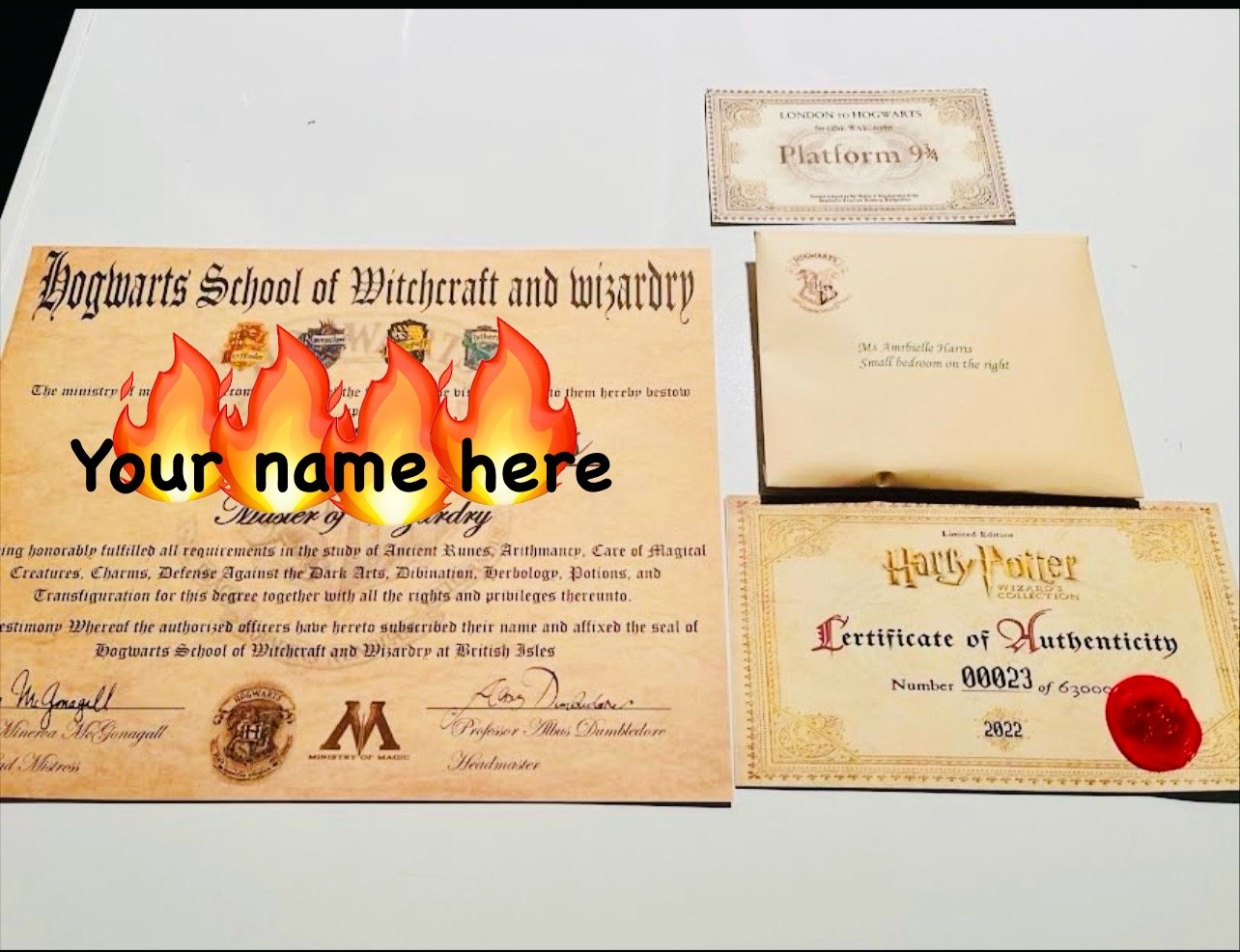Harry Potter inspired Hogwarts graduation certificate diploma custom ...
