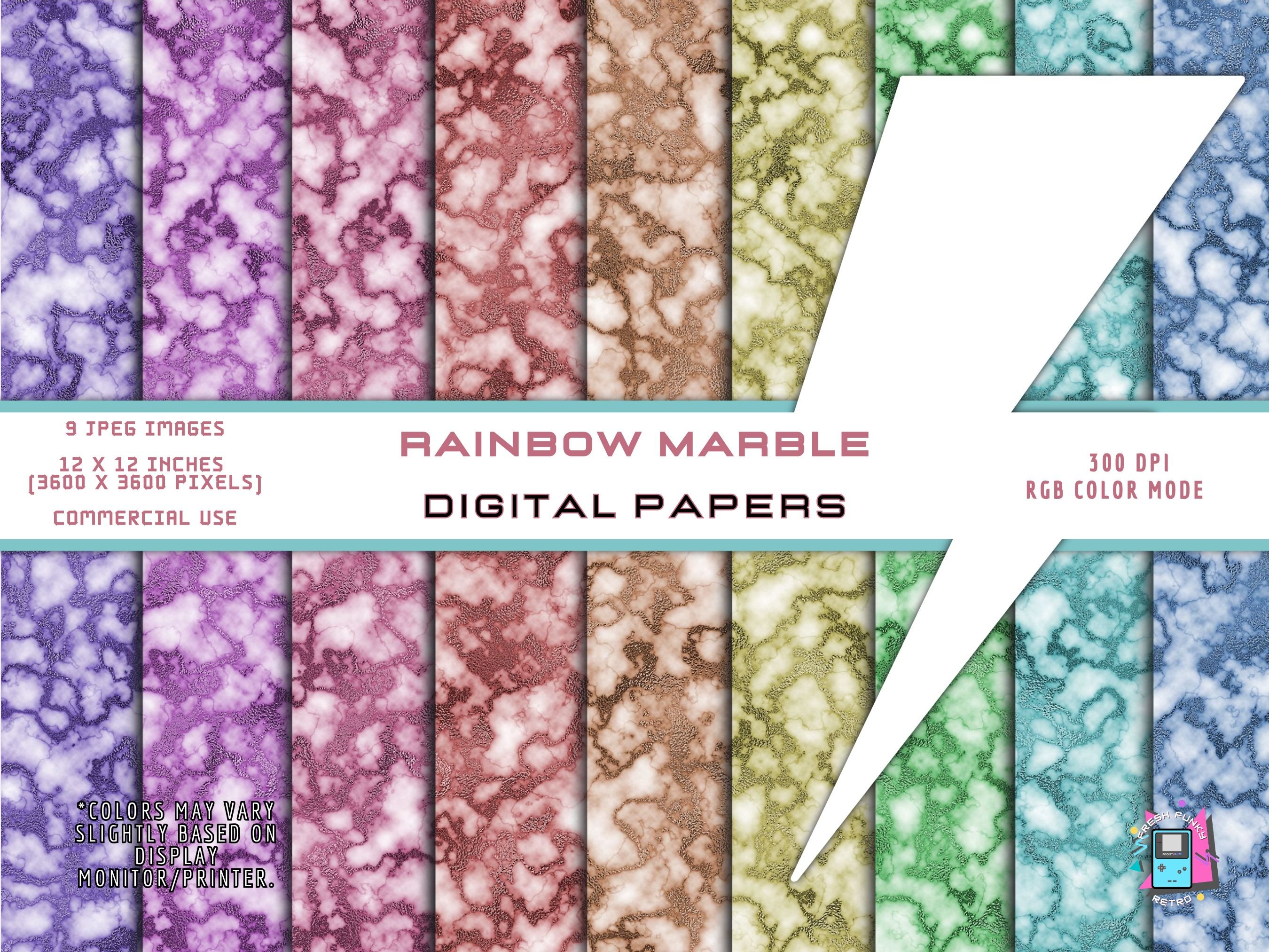 Rainbow Marble Digital Papers | Commercial Use | Instant Download - Payhip