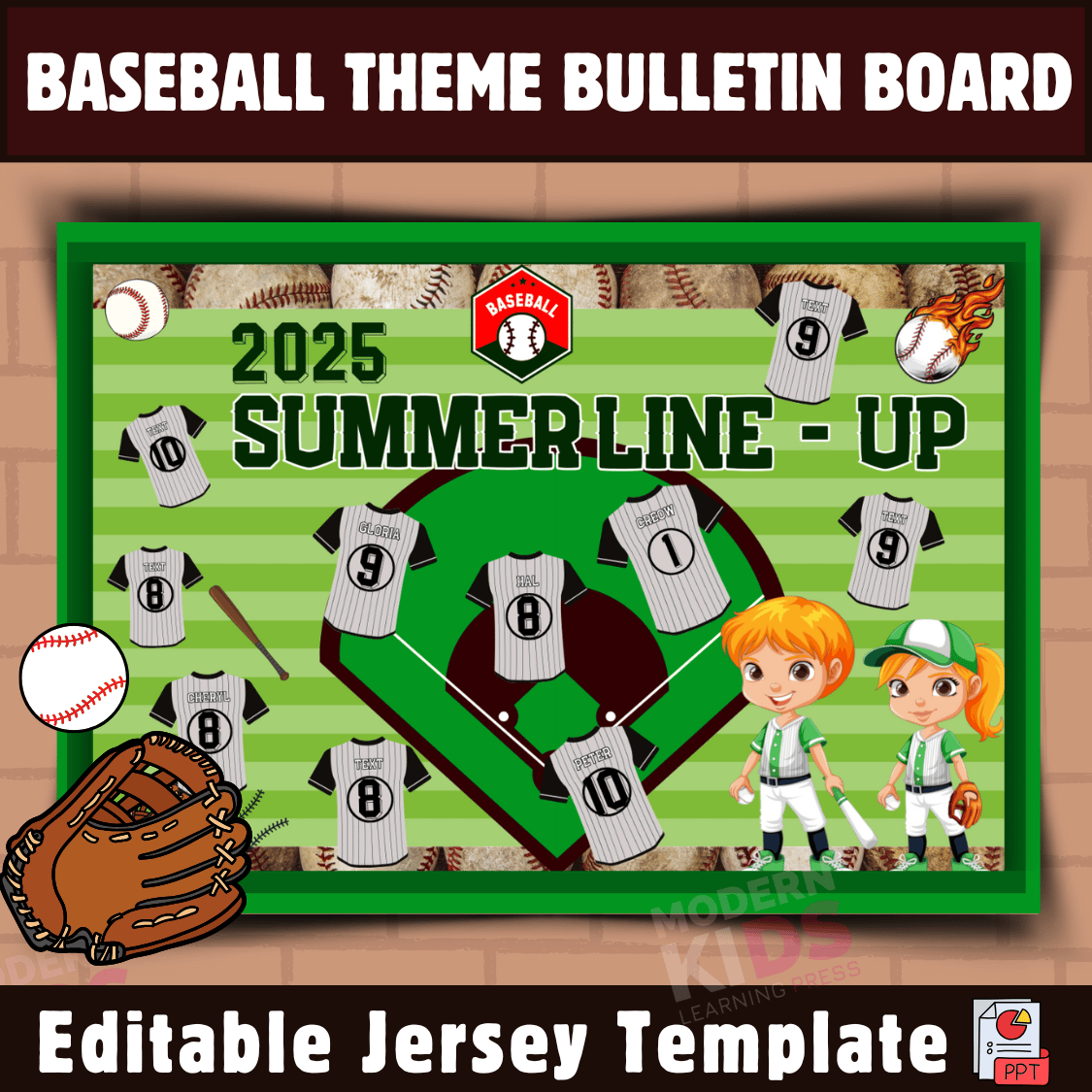 Baseball Bulletin Board - Jersey Template with CUSTOMIZABLE Names