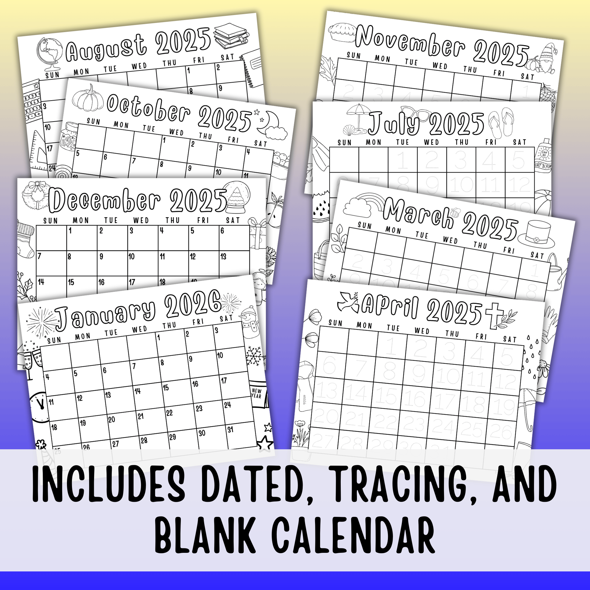 13 Month Printable Calendar for Kids - Payhip
