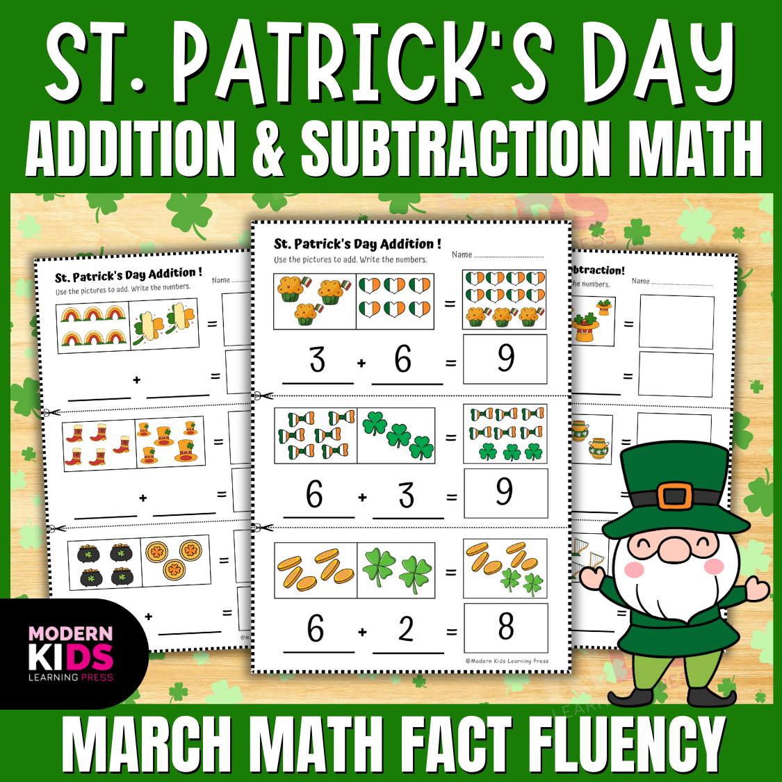 St. Patrick's Day Addition & Subtraction Math Worksheets | Math Fact ...