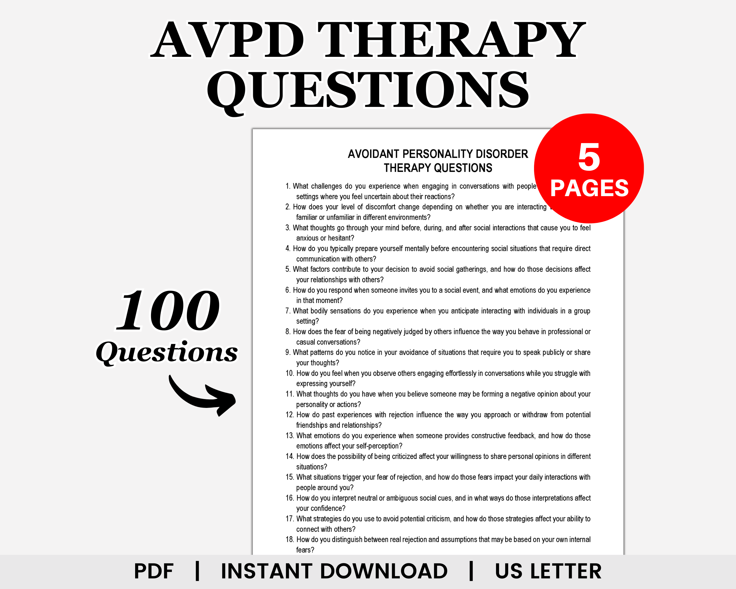 Avoidant Personality Disorder Therapy Questions, Avoidant Behavior, Personality Disorder, Social ...