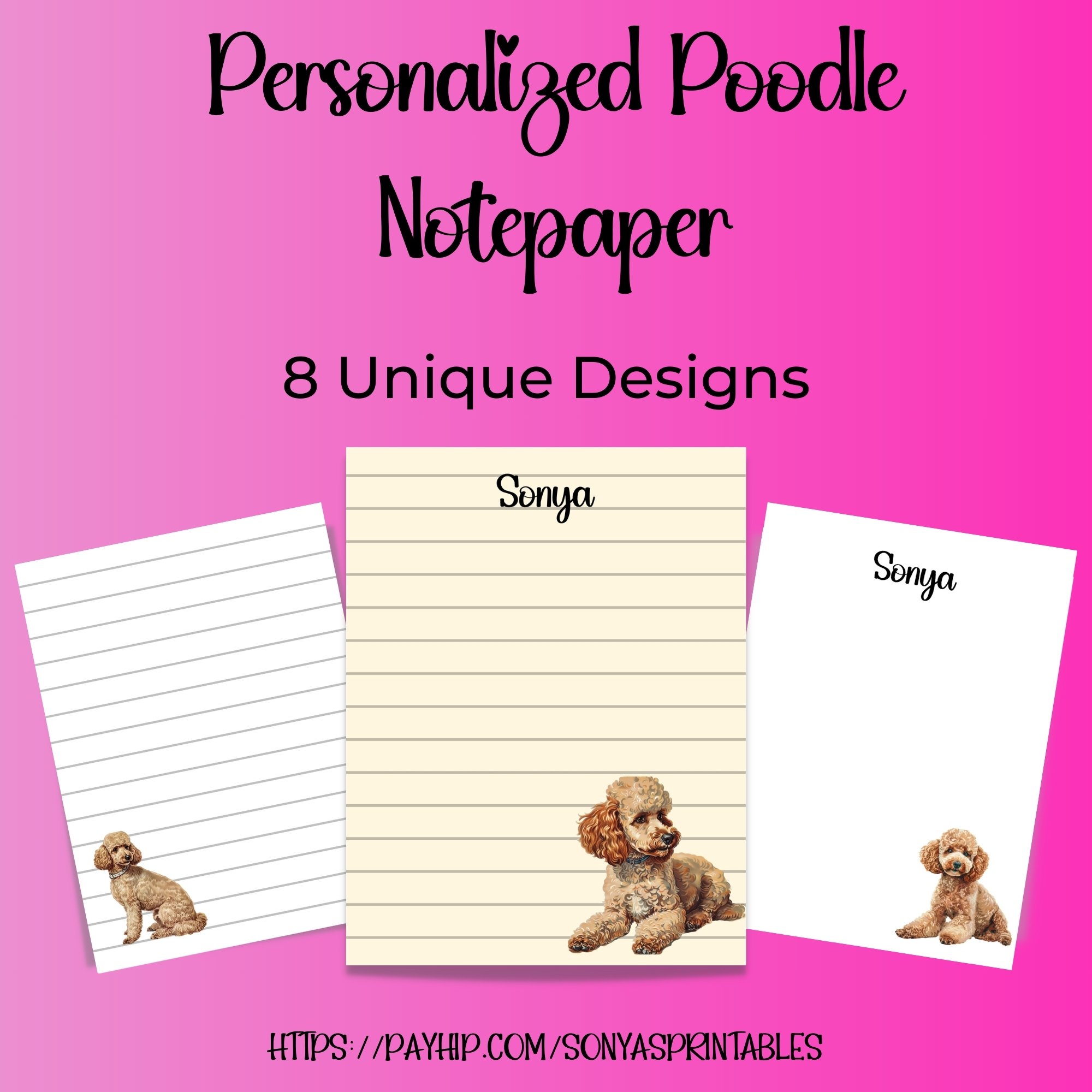 Personalized Poodle Stationery | Personalized Poodle Notepaper | Poodle ...