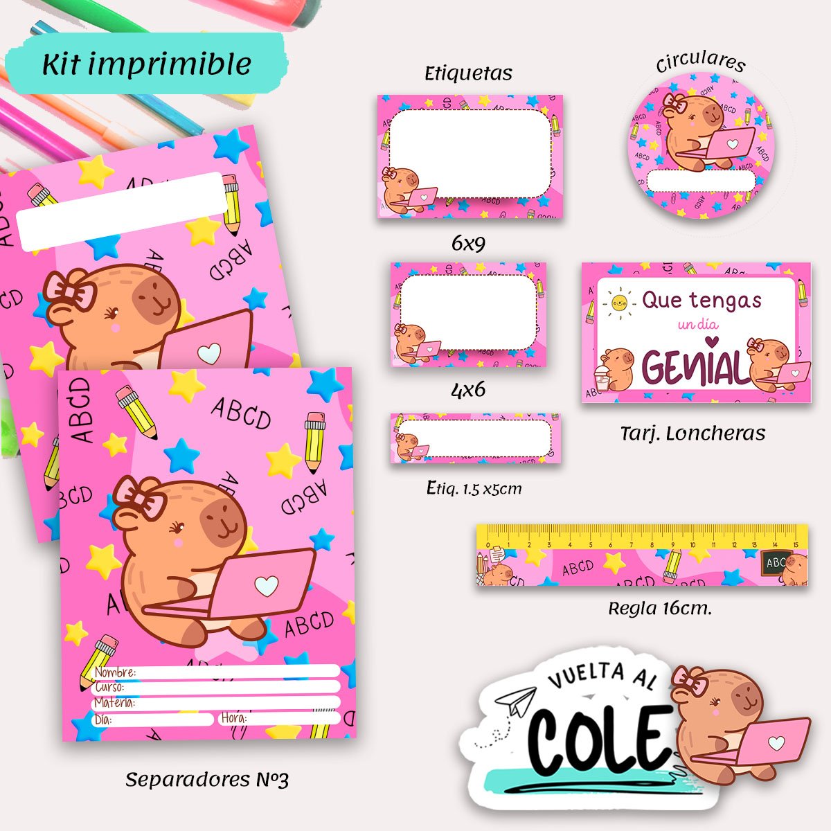 Kit Escolar Capibara Etiquetas y Separadores Imprimibles - Payhip