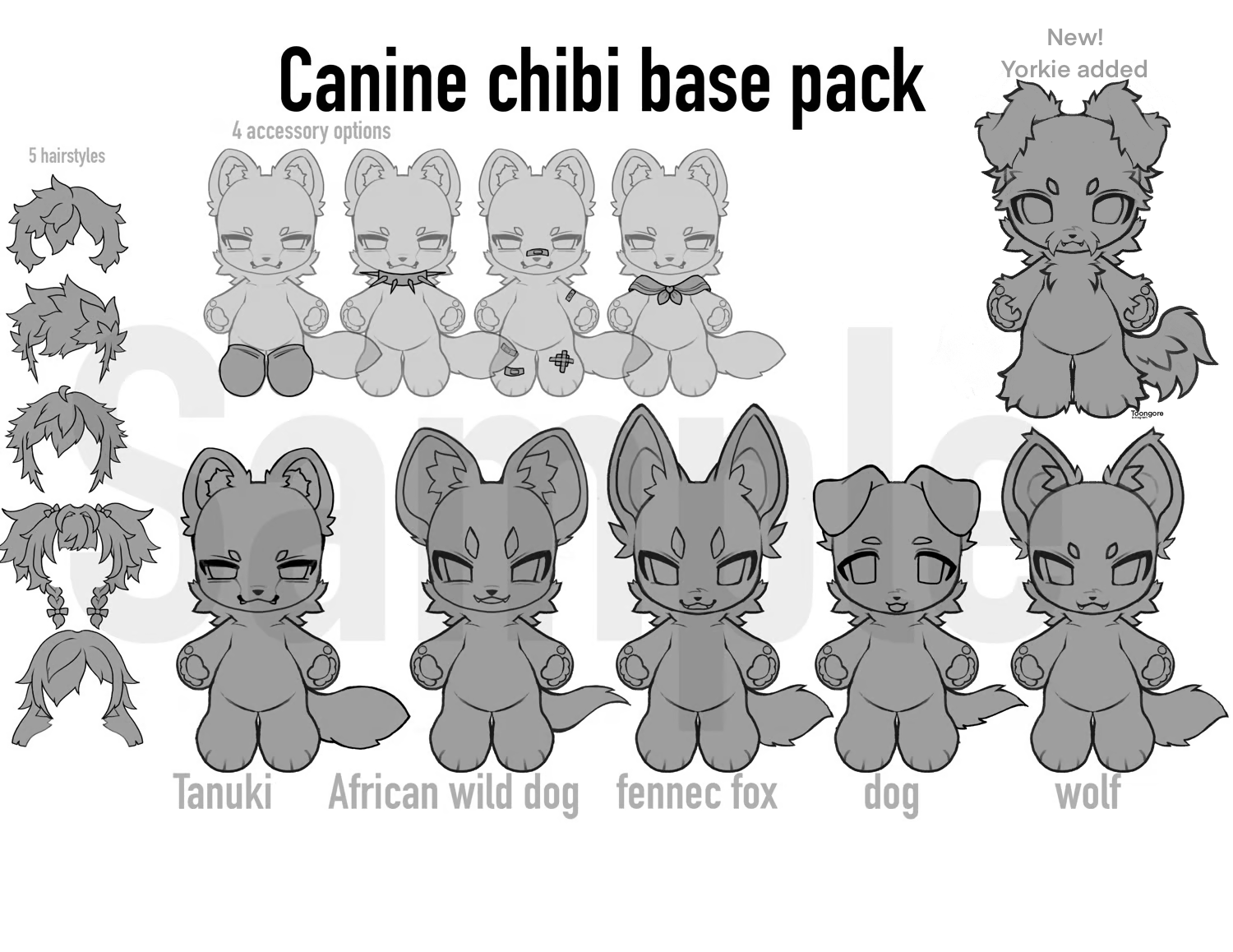 (New species added) Canine chibi base pack 🐺 - Payhip