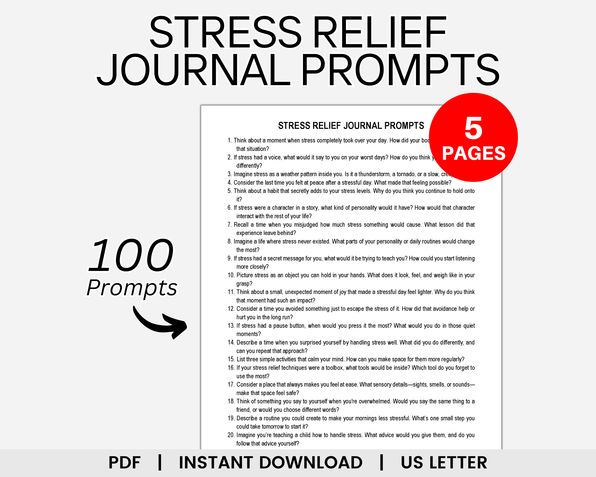 Stress Relief Journal Prompts, Journal Prompts for Stress Relief ...