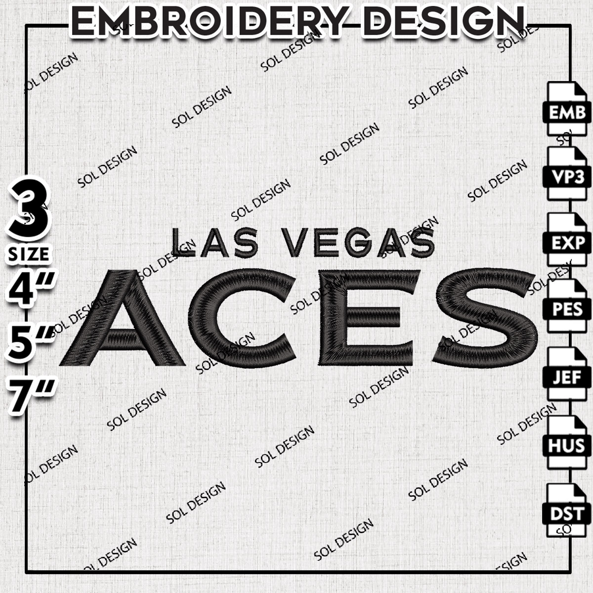 Las Vegas Aces Word Mark Logo Embroidery Files, WNBA Las Vegas Team ...