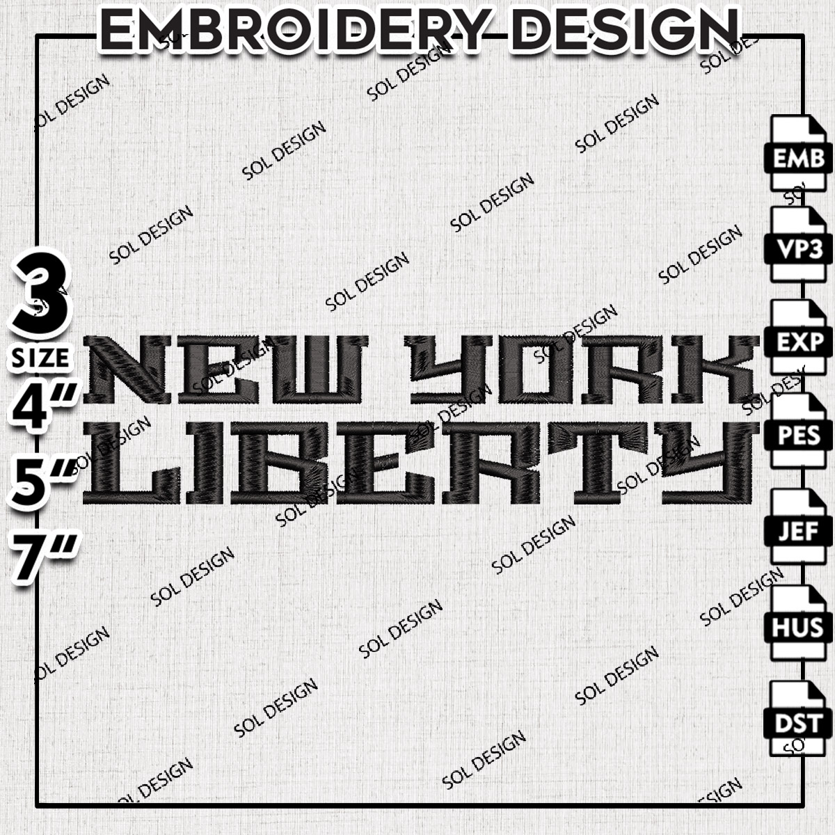 WNBA New York Liberty Writing Logo Embroidery Files, WNBA New York Team ...