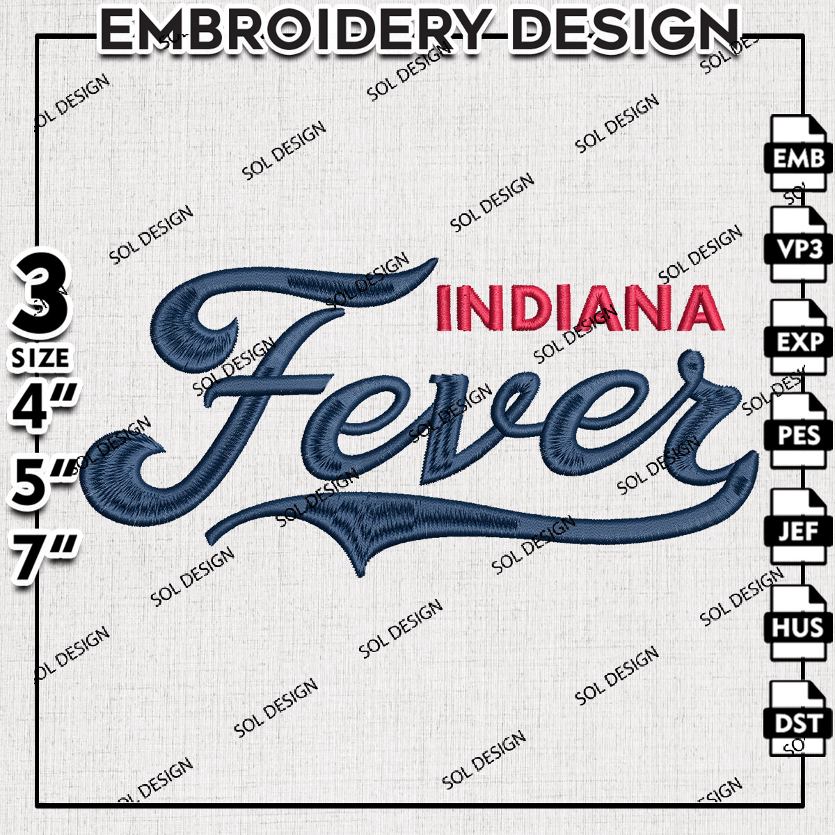 Indiana Fever Team Writing Logo Embroidery Files, WNBA Indiana Team ...