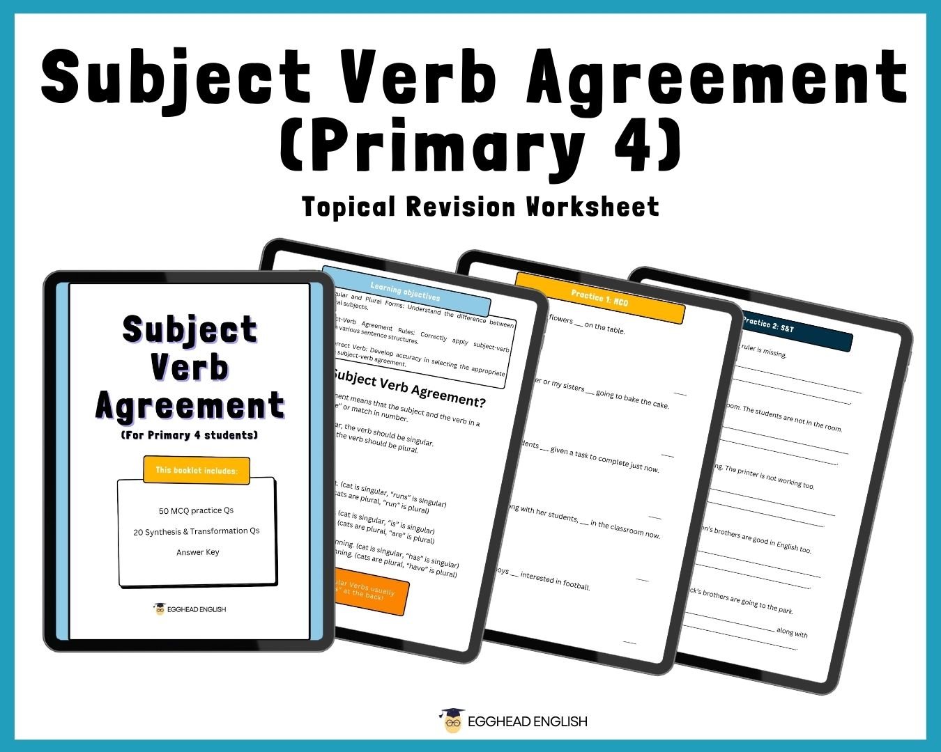 Primary 4 Subject Verb Agreement Topical Revision Worksheet