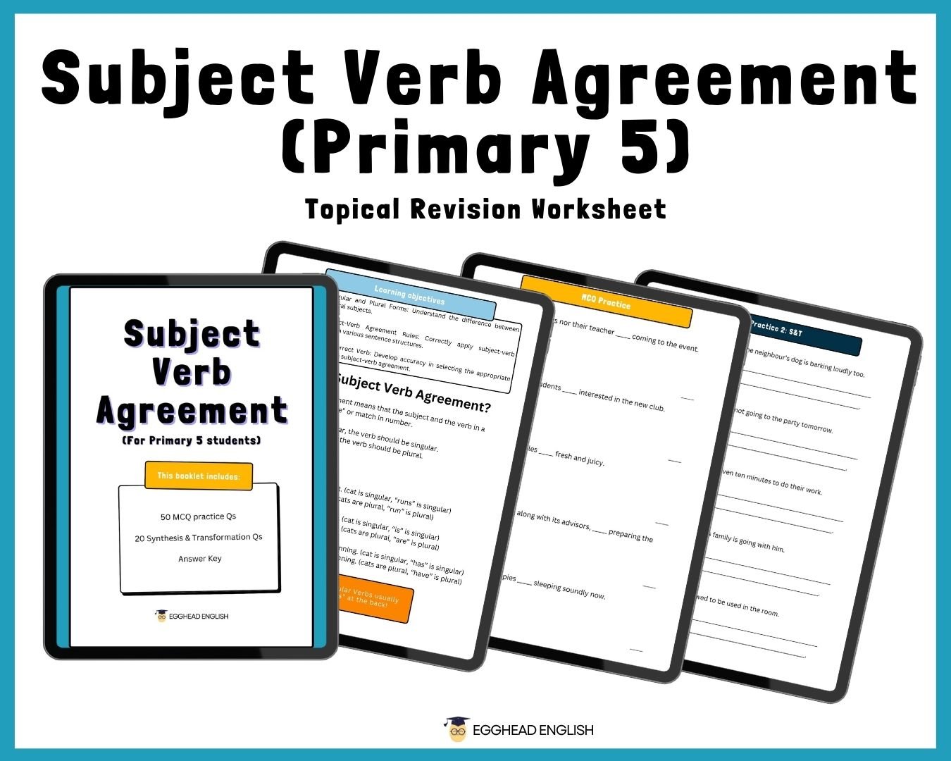 Primary 5 Subject Verb Agreement Topical Revision Worksheet