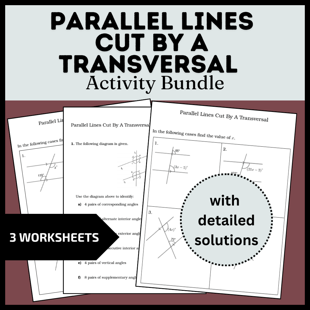 Parallel Lines Cut by a Transversal Activity Bundle