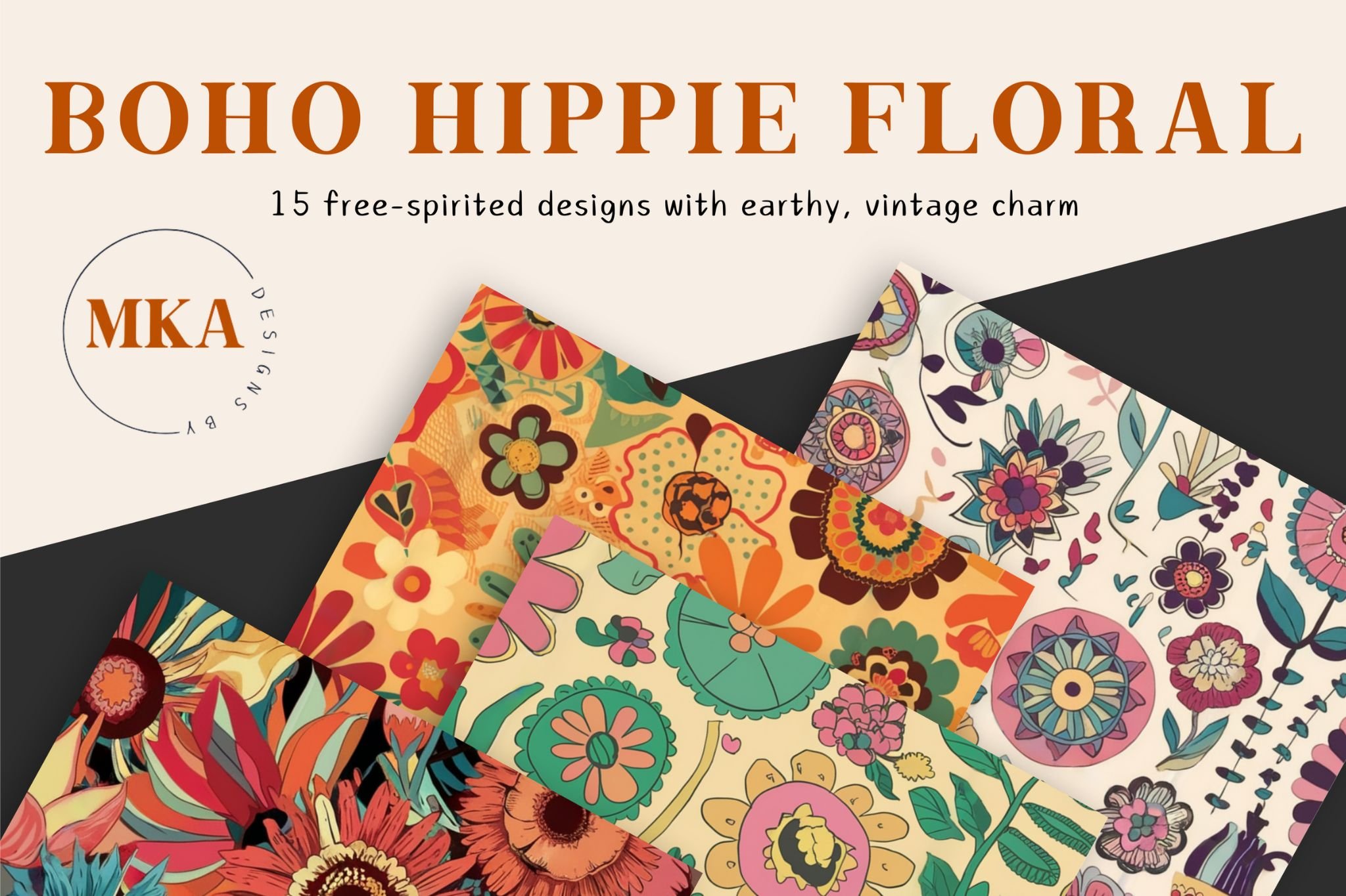 Boho Hippie Floral Pattern Bundle – 15 Seamless Designs - Payhip