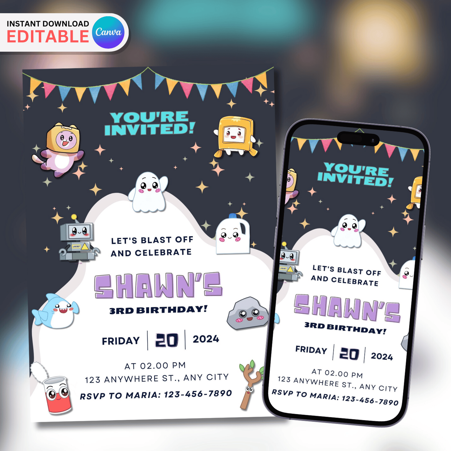 Lankybox Birthday Invitation, lankybox birthday, lankybox invitation ...