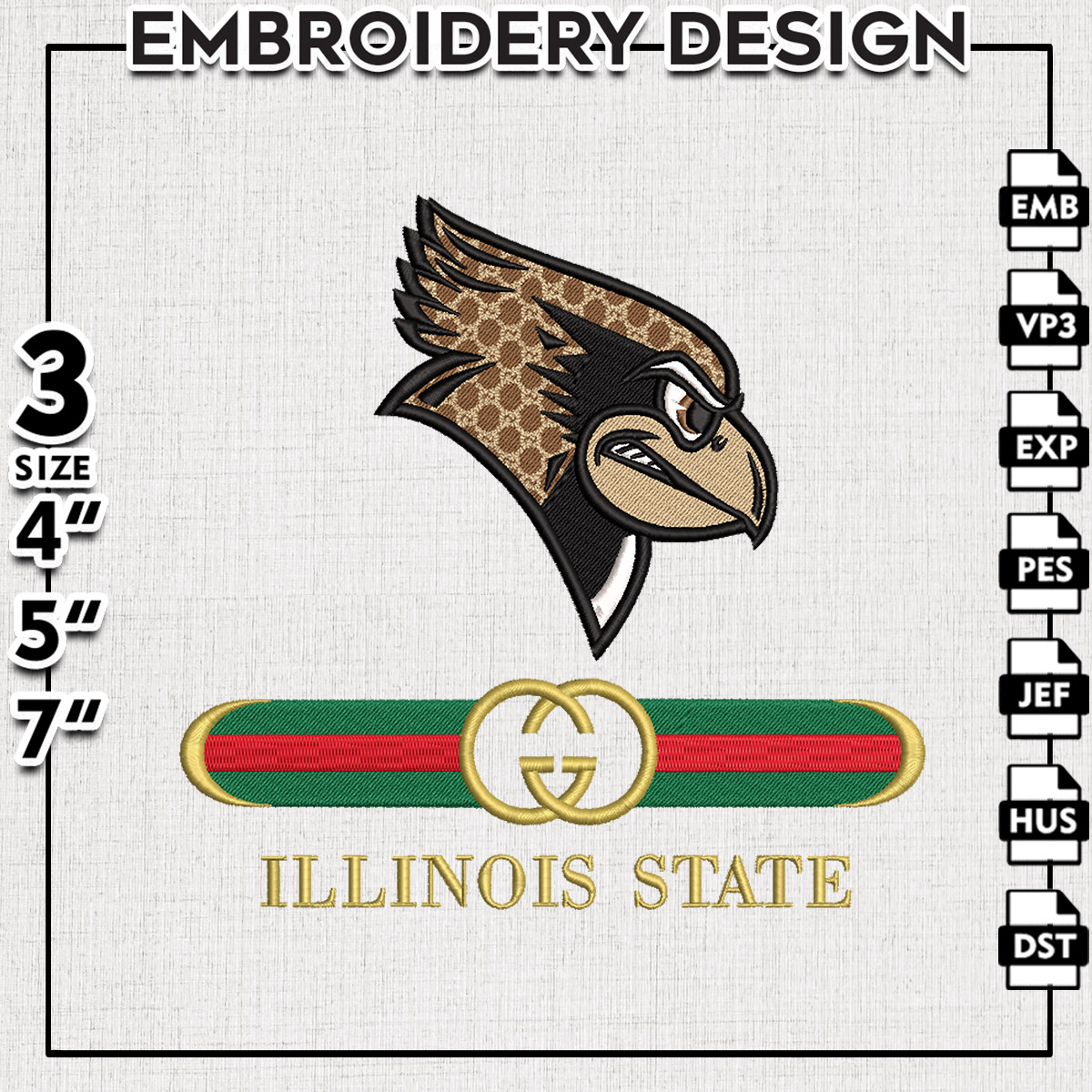 Gu.cci NCAA Illinois State Redbird Embroidery Designs, NCAA Illinois State College Football Team ...