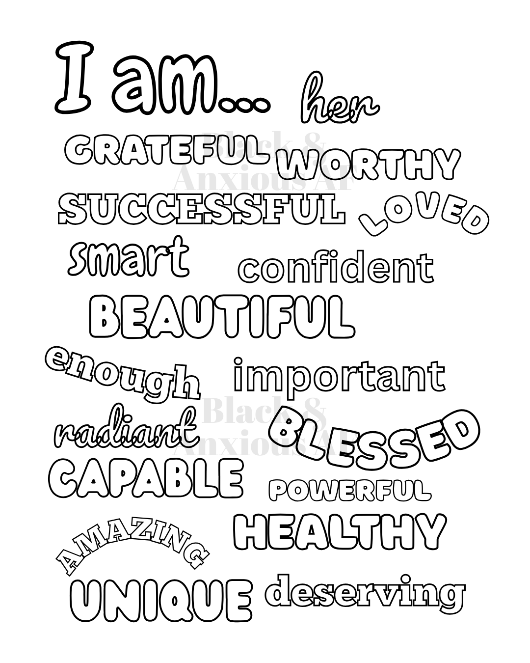 "I Am" Printable Coloring Page | Digital Download - Payhip