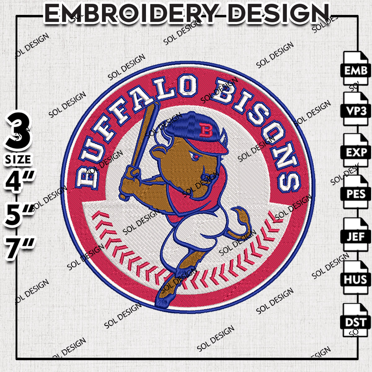 MiLB Buffalo Bisons Logo Embroidery Designs, Minor League Baseball Logo ...