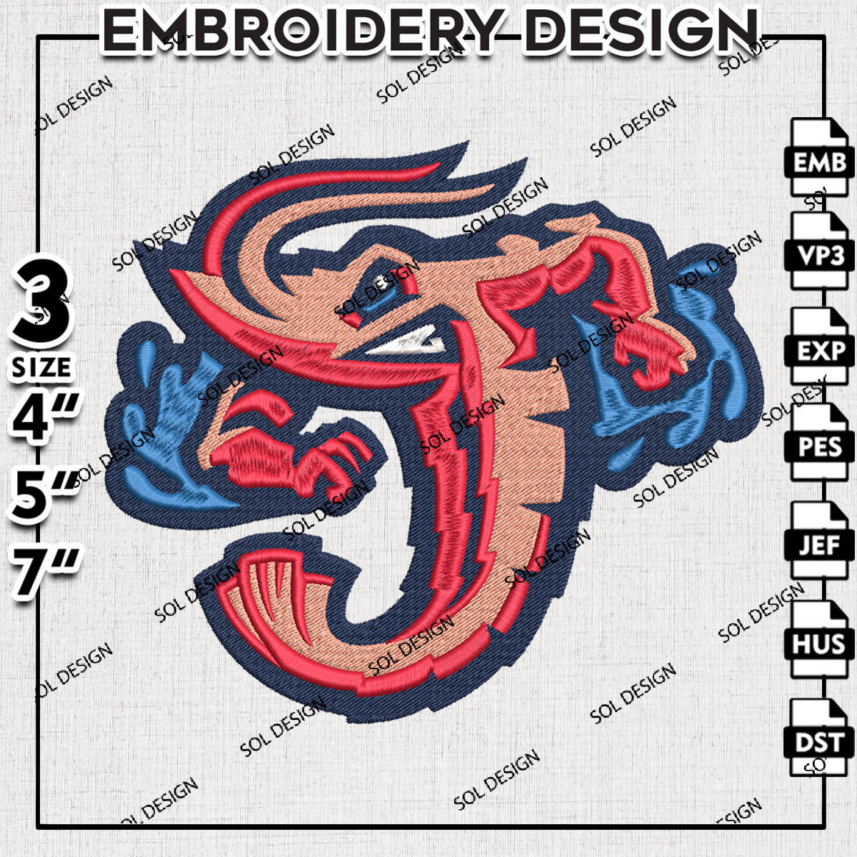 MiLB Jacksonville Jumbo Shrimp Logo Embroidery Designs, Minor League ...