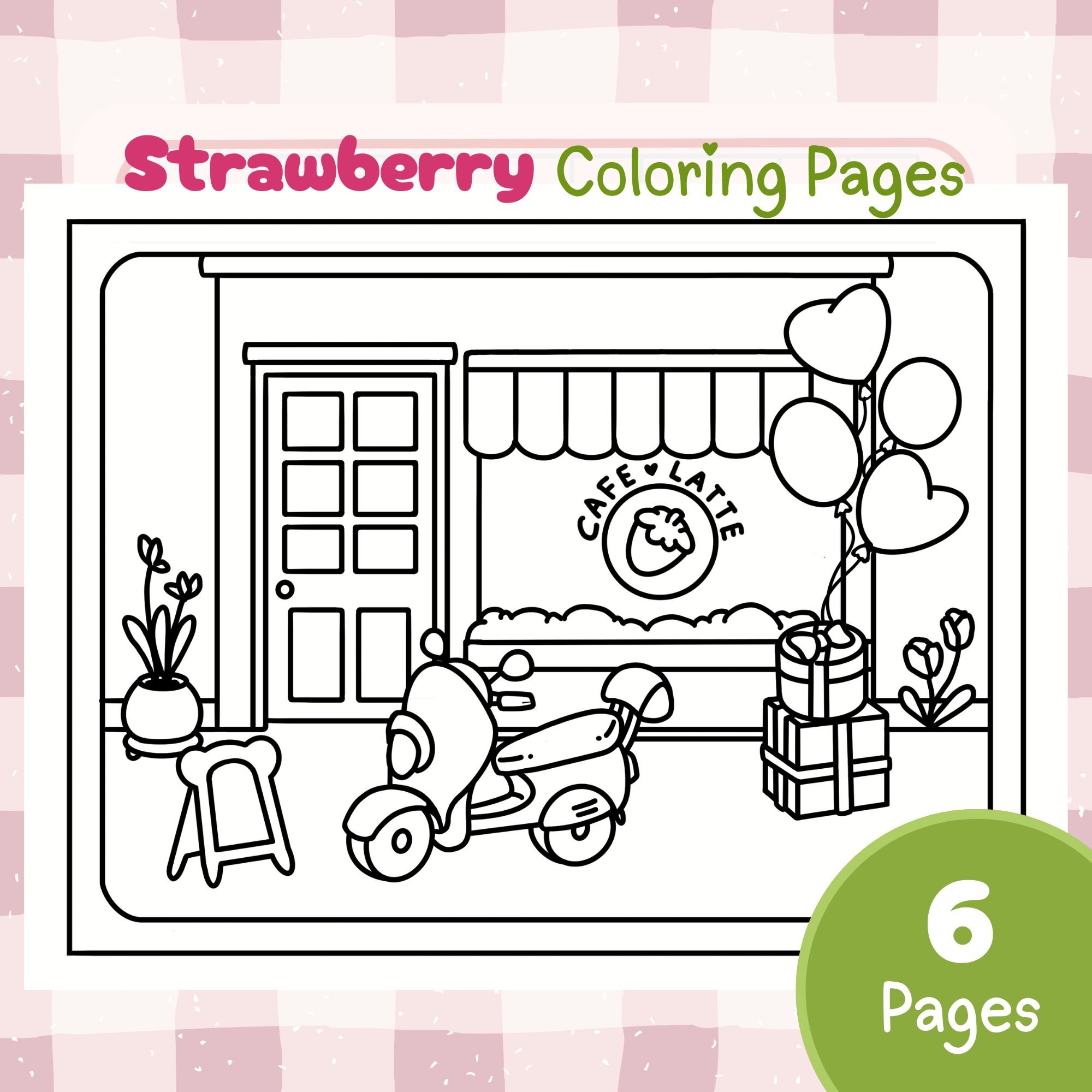 [Digital Download] Strawberry Themed Coloring Pages - Payhip