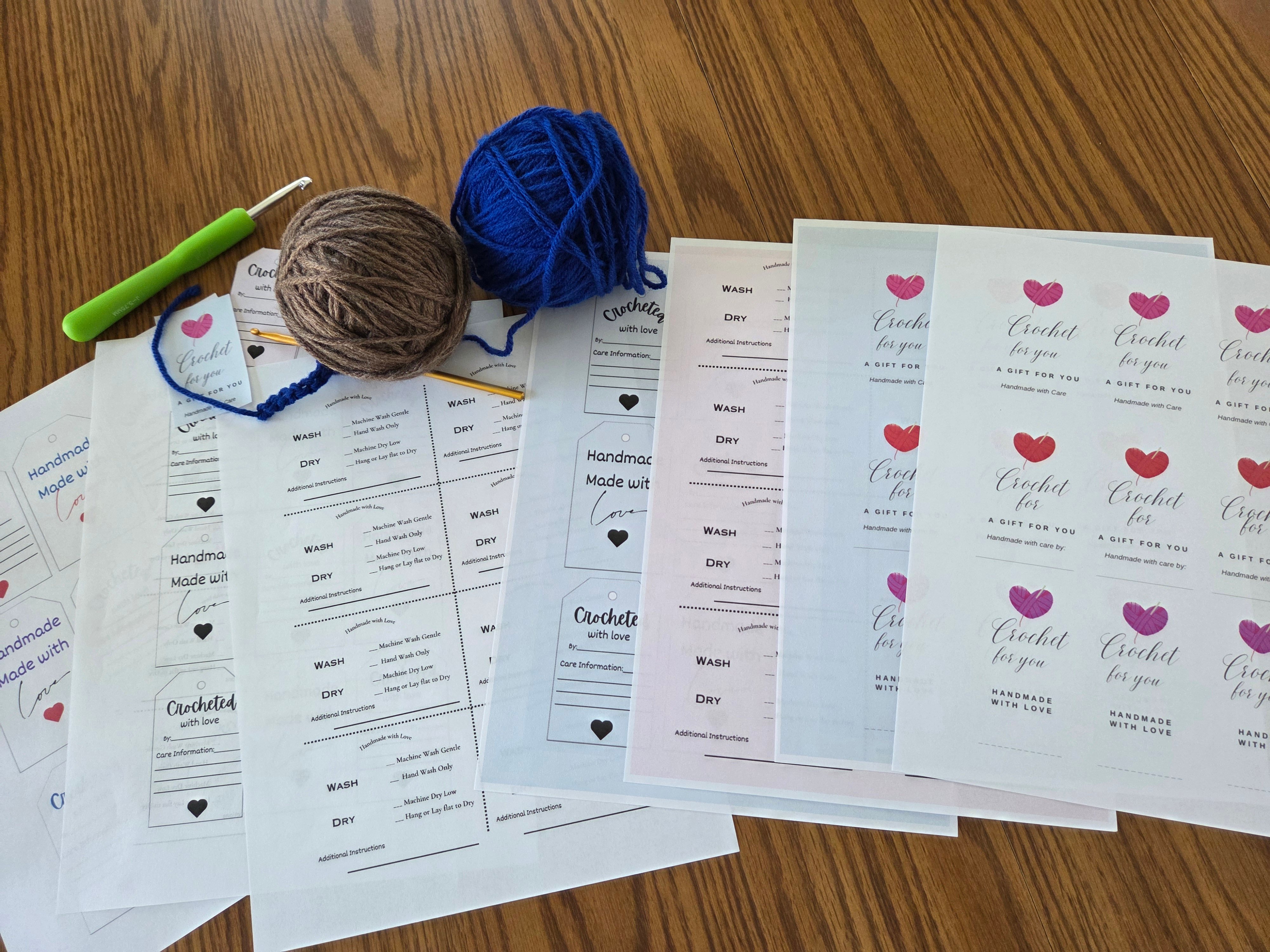 Printable Crochet Gift Tags & Care Tags – Perfect for Your Handmade ...
