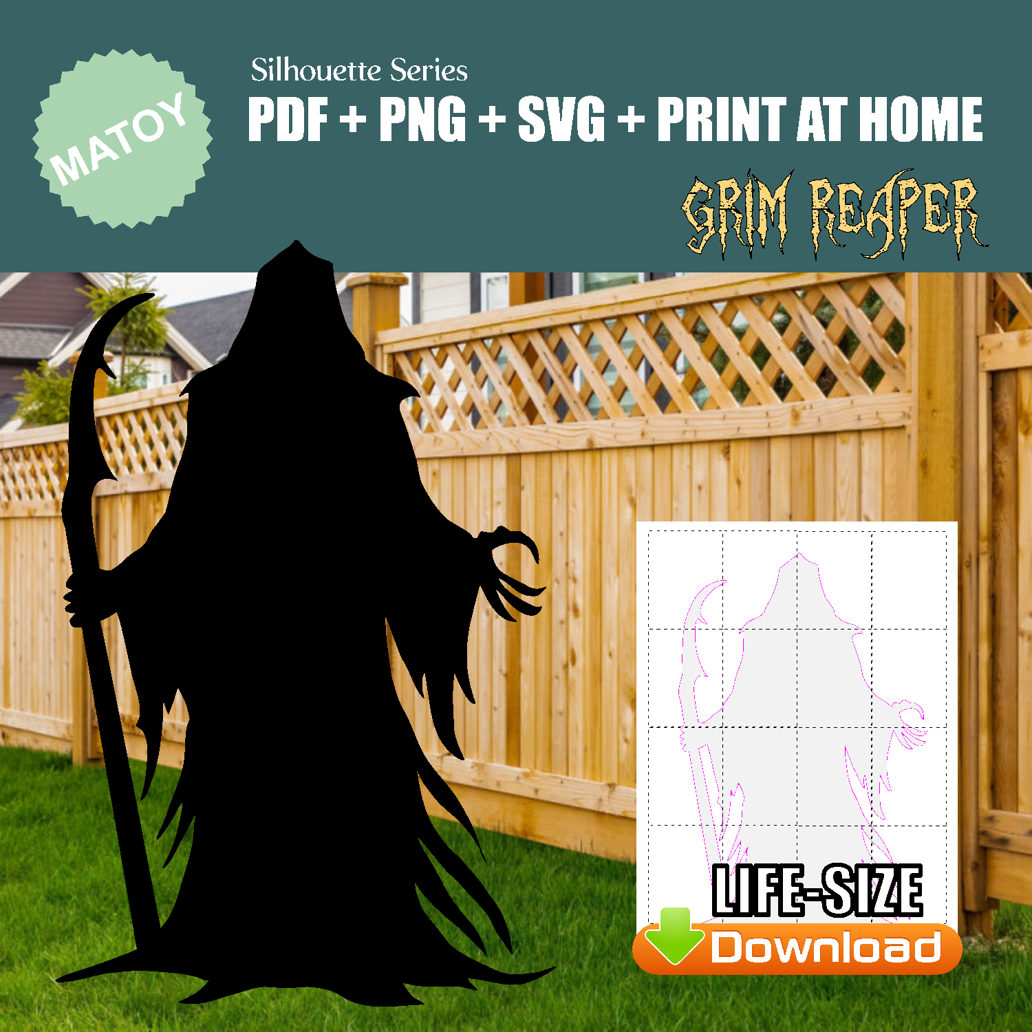 Grim Reaper Yard Display - Life Size Cutout - Outdoor Silhouette ...