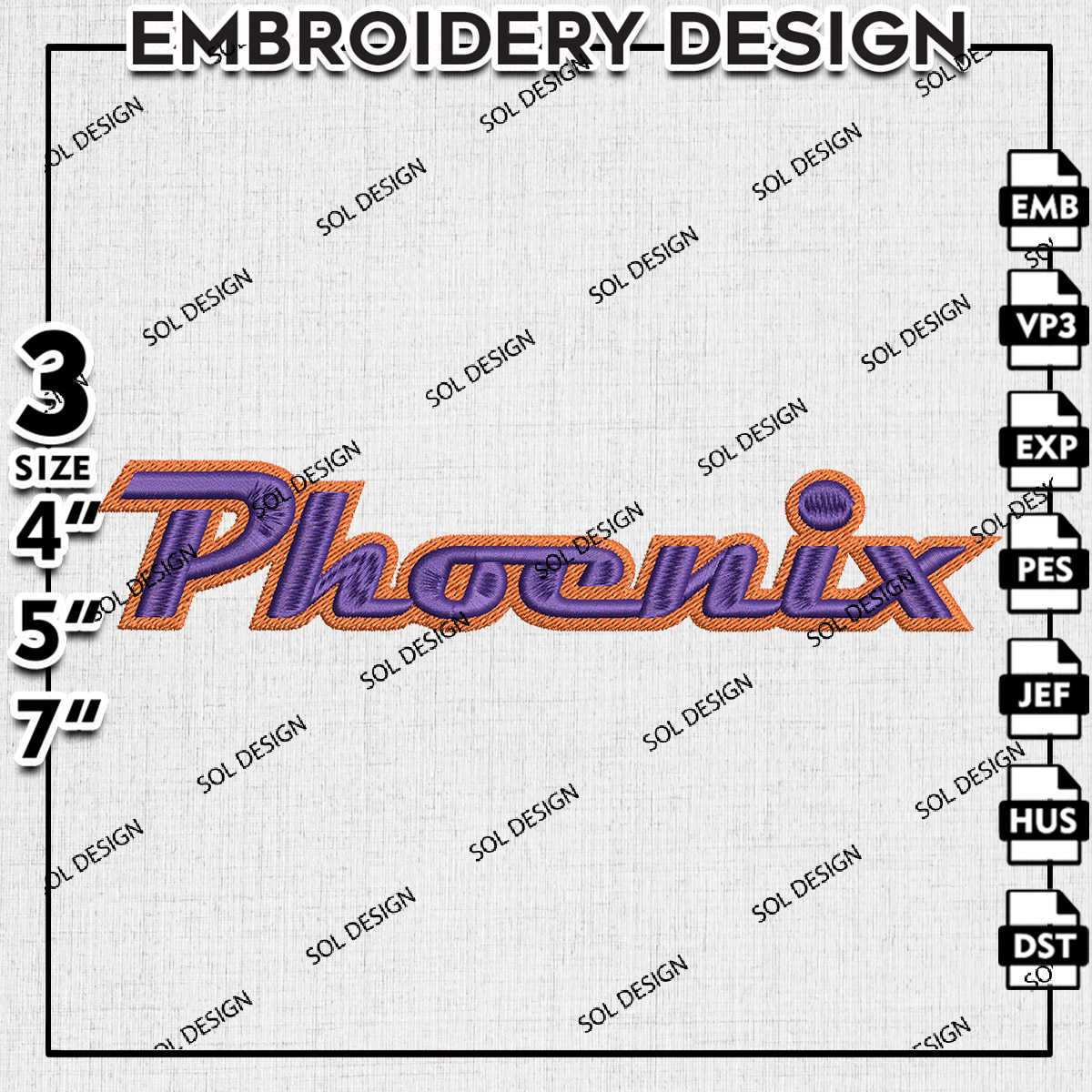 WNBA Phoenix Basketball Team Writing Logo Embroidery Files, WNBA ...