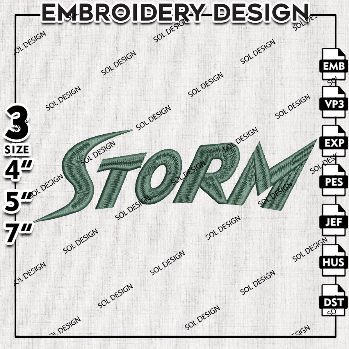 WNBA Storm Team Logo Embroidery Files, WNBA Seattle Storm Team ...