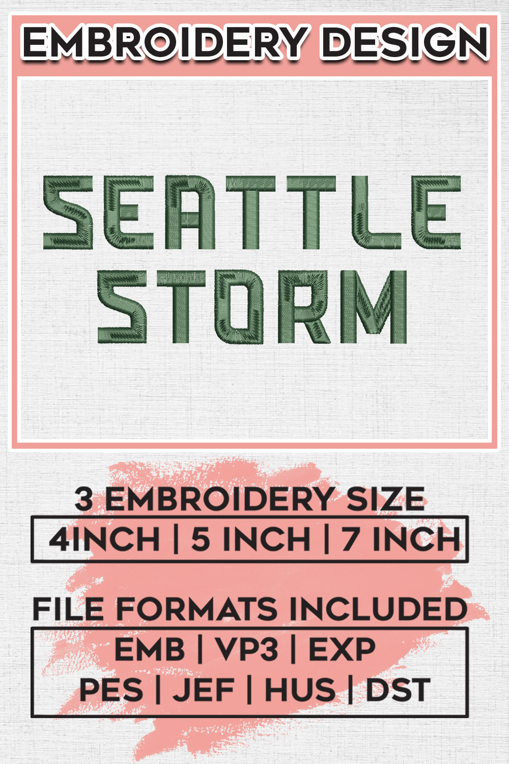 WNBA Seattle Storm Basketball Team Writing Logo Embroidery Files, WNBA ...
