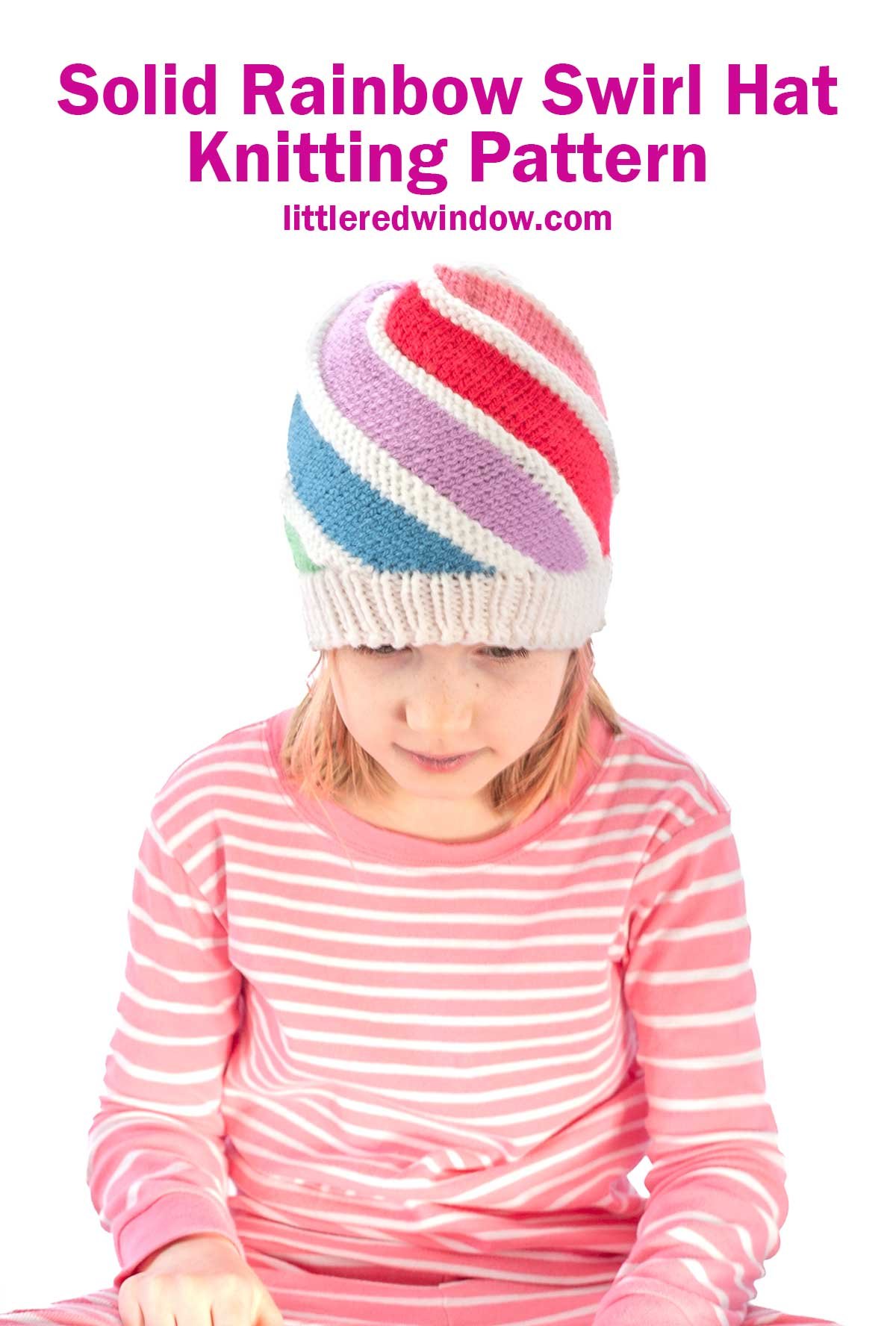 Solid Rainbow Swirl Hat Knitting Pattern