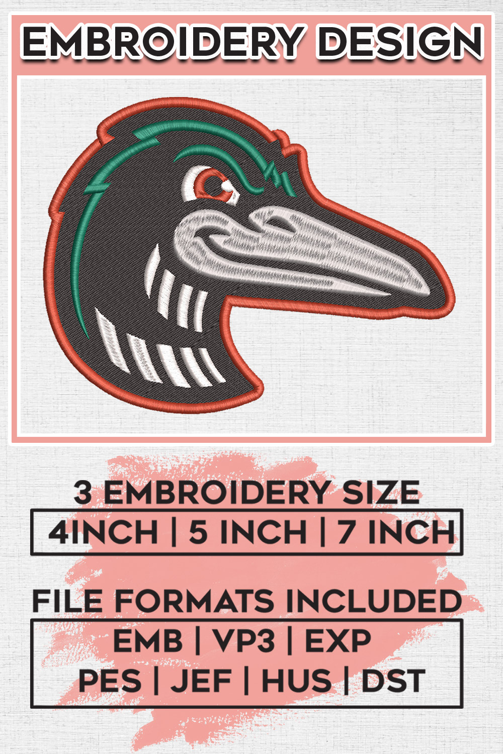 MiLB Great Lakes Loon Logo Embroidery Files, Minor League Baseball Logo ...