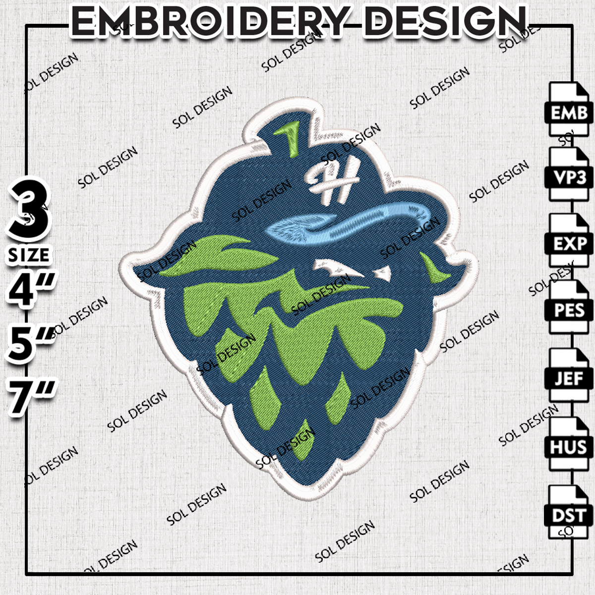 MiLB Hillsboro Hop Logo Embroidery Files, Minor League Baseball Logo ...