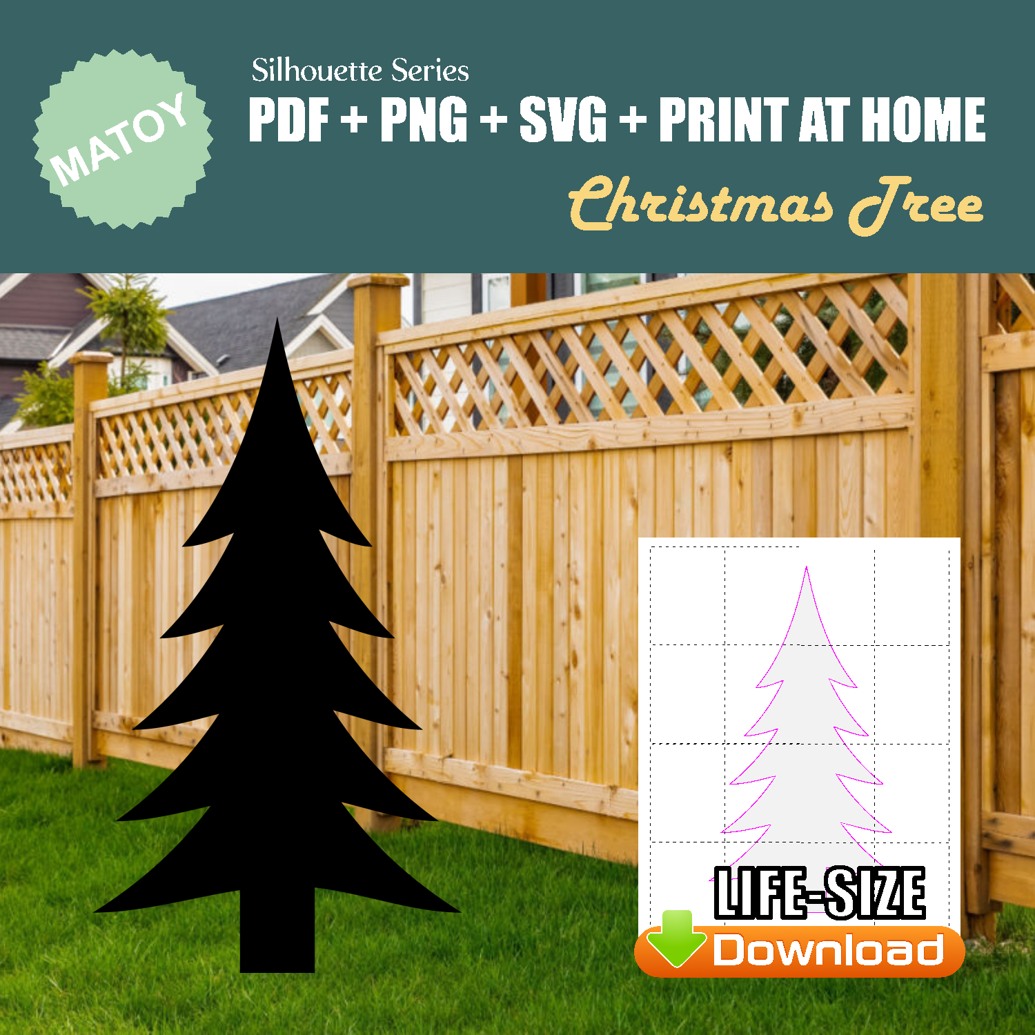 Christmas Tree Yard Art Pattern | Trace & Cut Silhouette Stencil ...